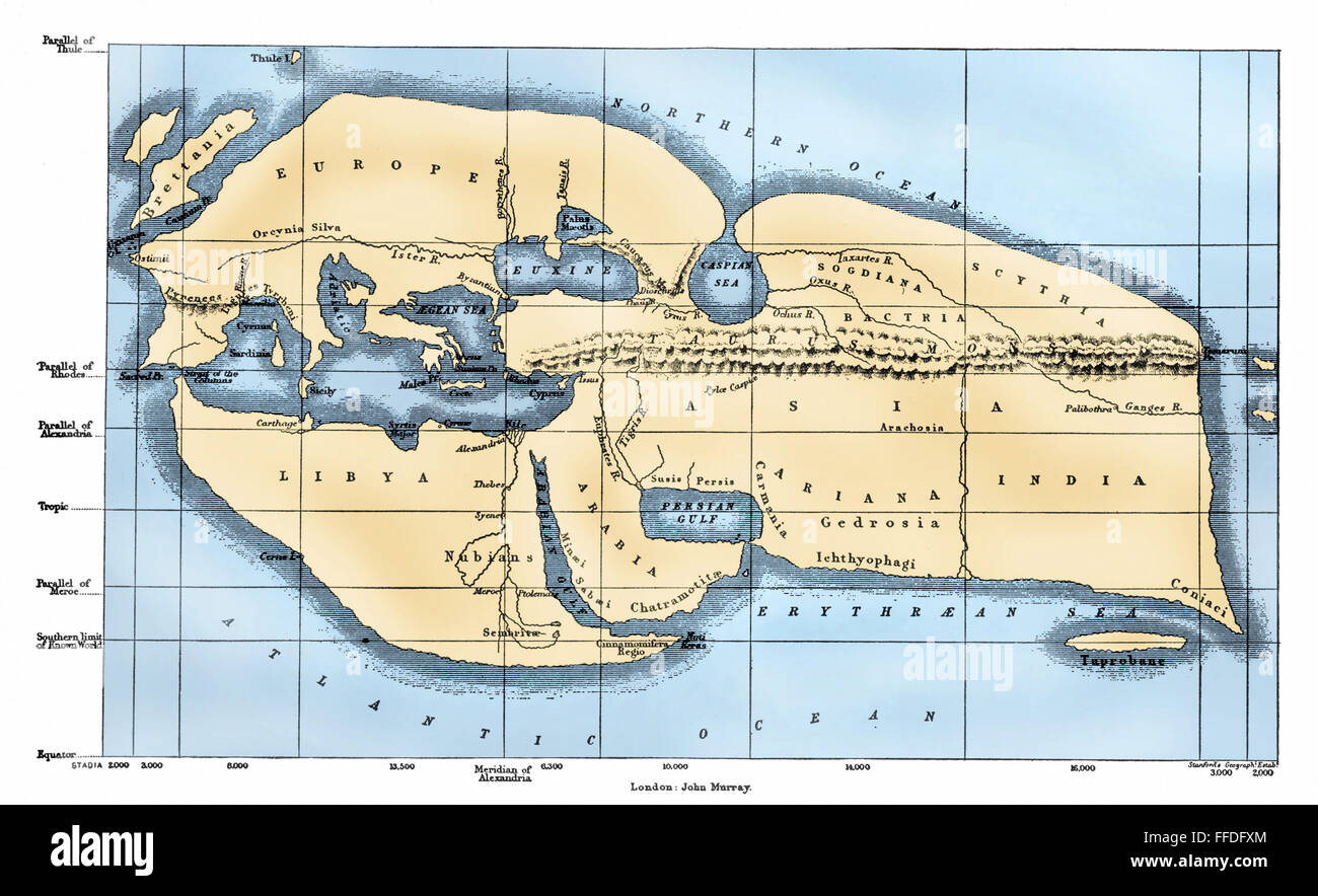 WORLD MAP: ERATOSTHENES. /nWorld map based on the conceptions of the ...