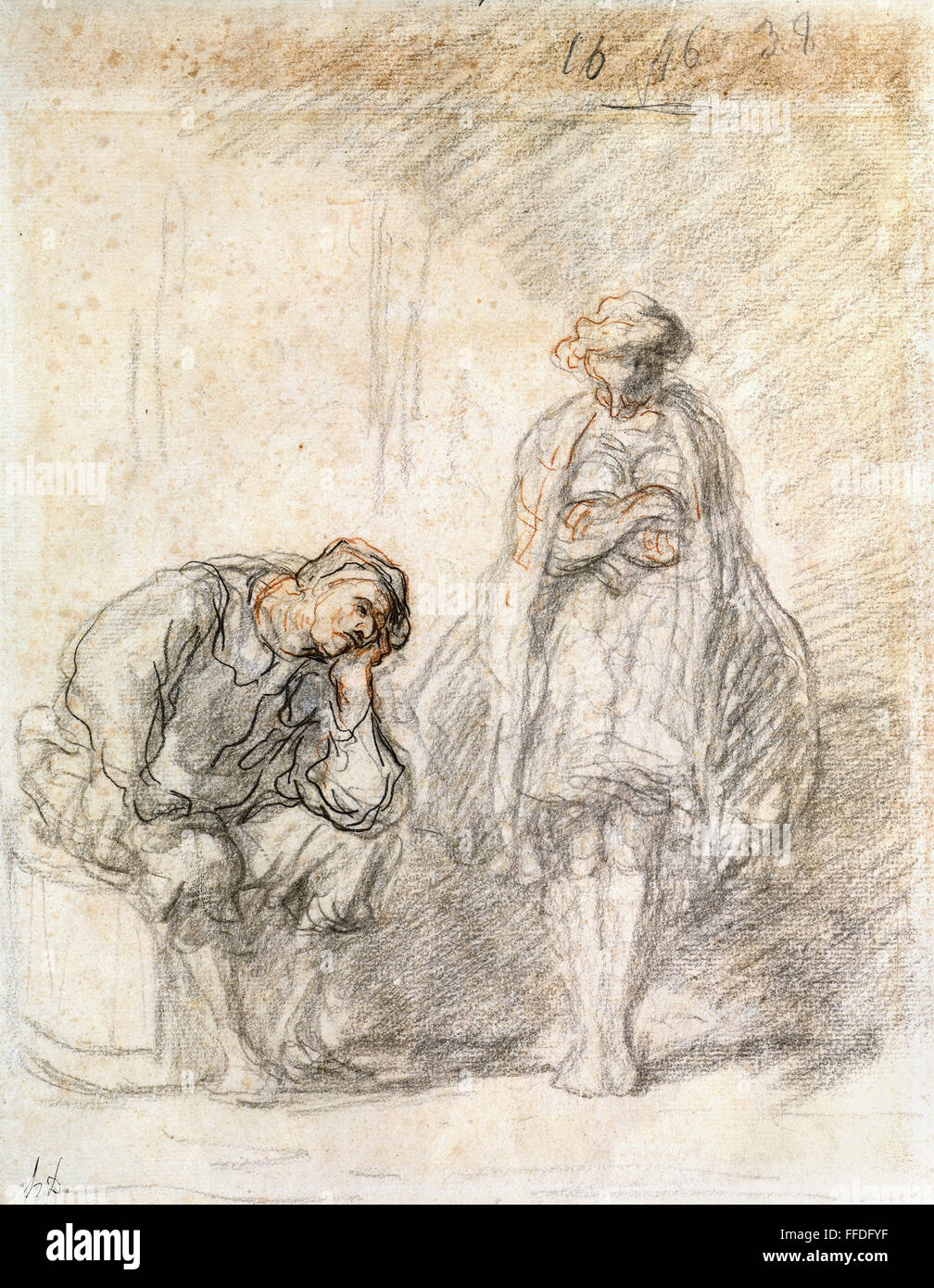 DAUMIER: MAN AND WOMAN. /nPencil drawing by HonorΘ Daumier (1808-1879 ...