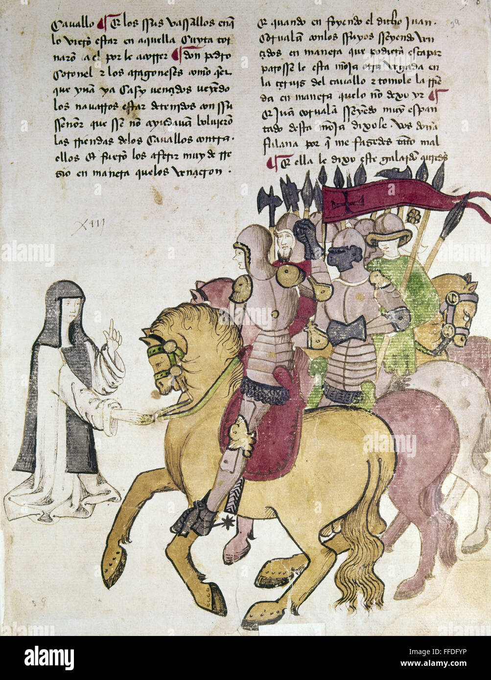 SPAIN: KNIGHTS, c1350. /nManuscript illumination, Spanish, c1350 Stock ...