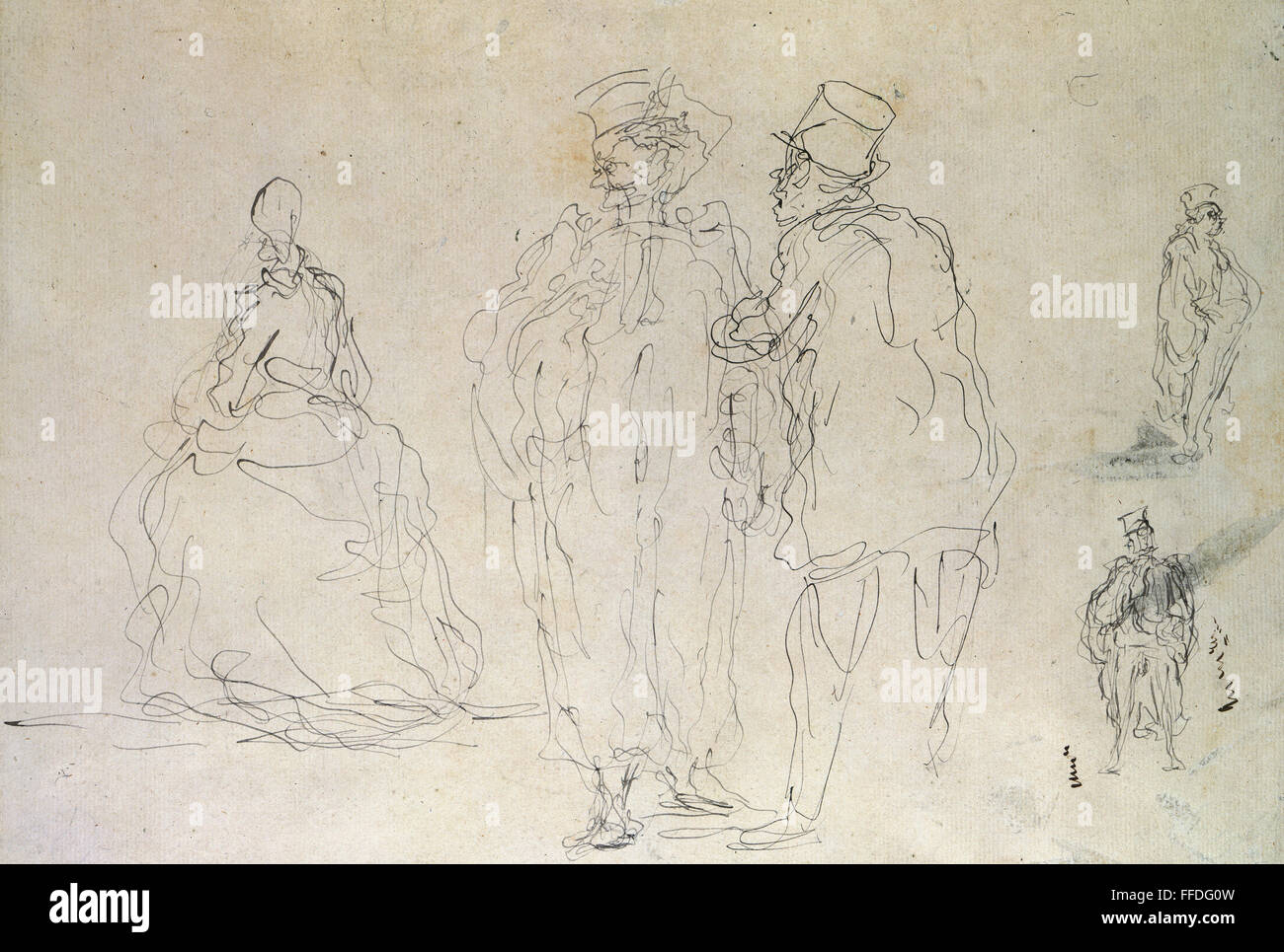 DAUMIER: FIGURES. /nLine drawings by HonorΘ Daumier (1808-1879 Stock ...