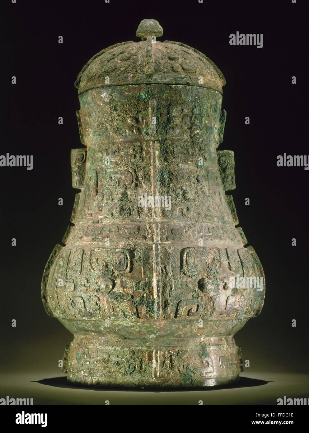 CHINA: BRONZE PITCHER. /nBronze 'hu' vessel. Anyang period, c1300-c1030 ...