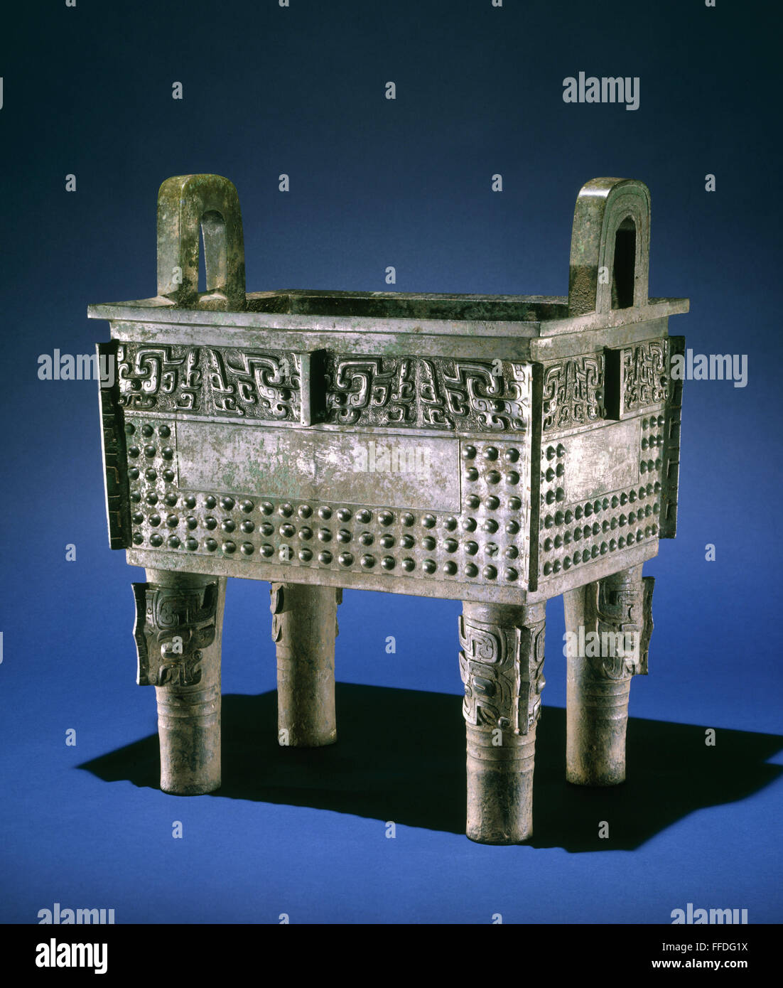 CHINA: BRONZE BASIN. /nBronze 'fang ding' vessel, 11th century B.C ...