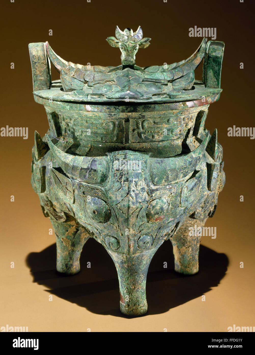 CHINA: BRONZE VESSEL. /nBronze 'li' vessel, 11th-10th century B.C Stock ...