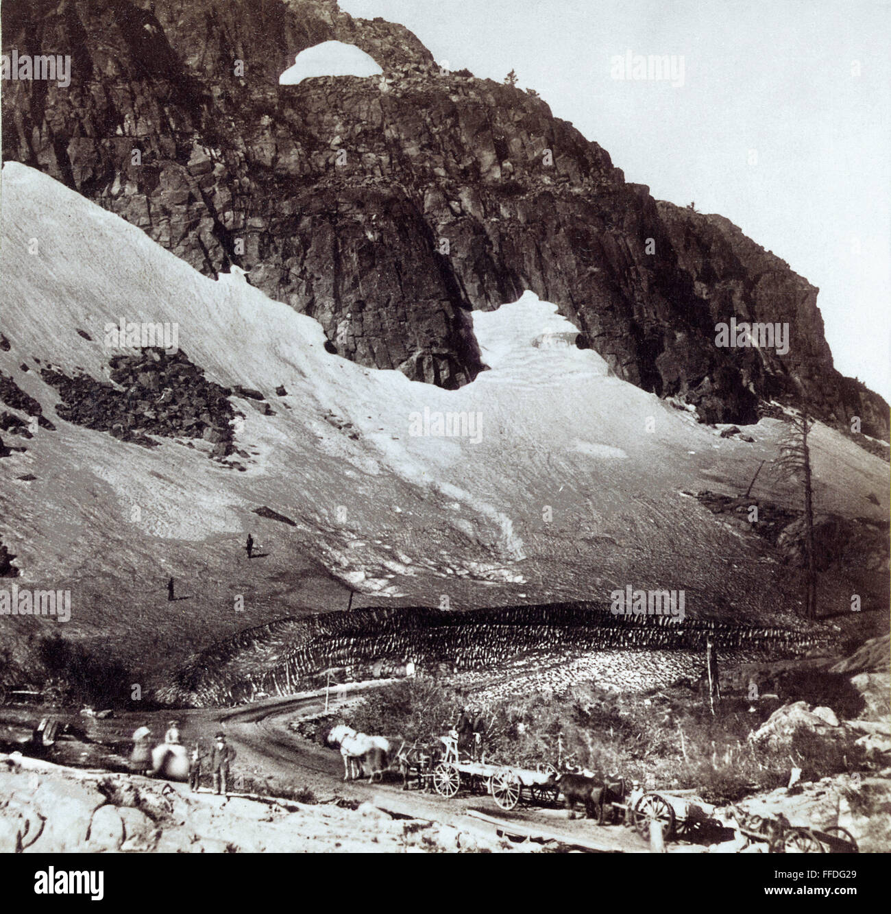 DONNER PASS, 19th CENTURY. /nBluff and snow bank in Donner Pass ...