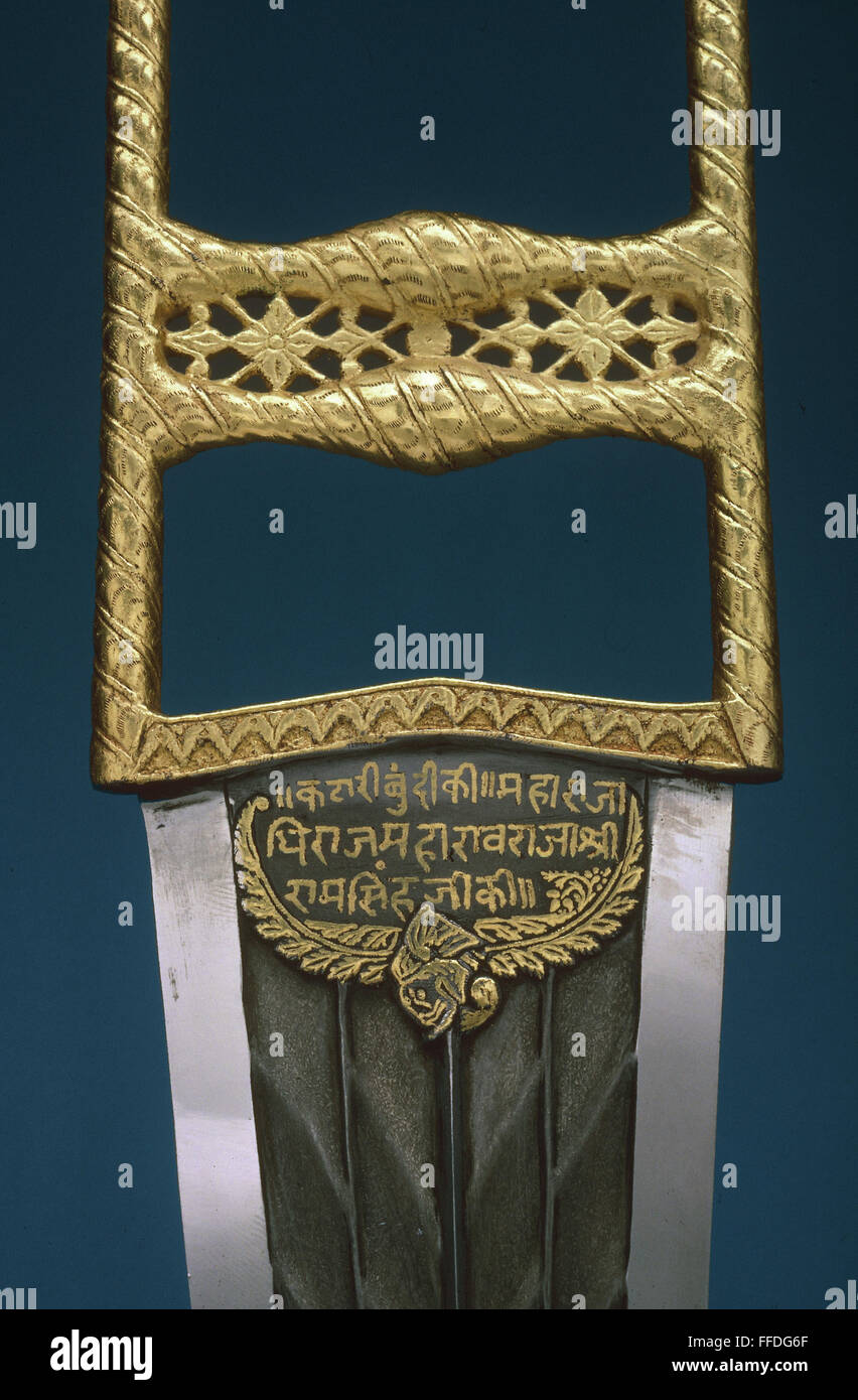 INDIAN DAGGER. /nInscription on the blade of a 'qatar,' an Indian ...