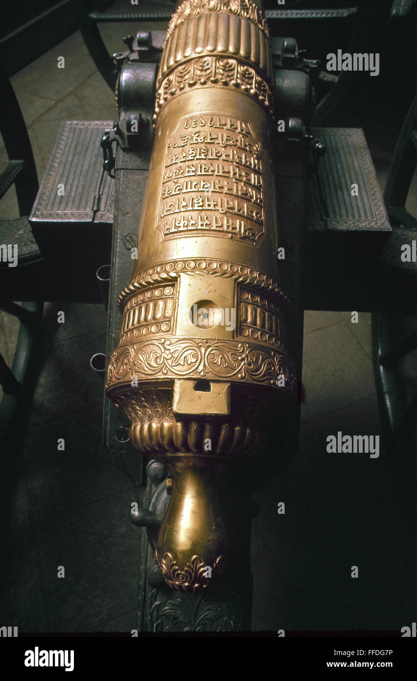 INDIA: GOLD CANNON, 1875. /nTop view of a gold-clad cannon ...