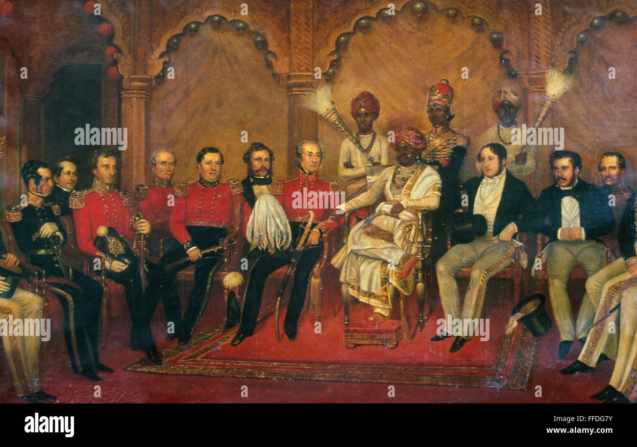 INDIA: DURBAR, 19th CENTURY. /nEuropean durbar held by an Indian ...