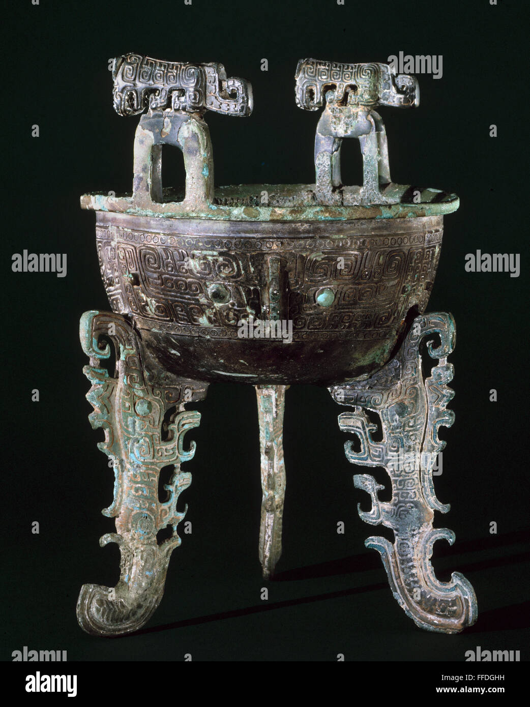 CHINA: BRONZE VESSEL. /nBronze 'ding' vessel. Zhengzhou-Anyang ...