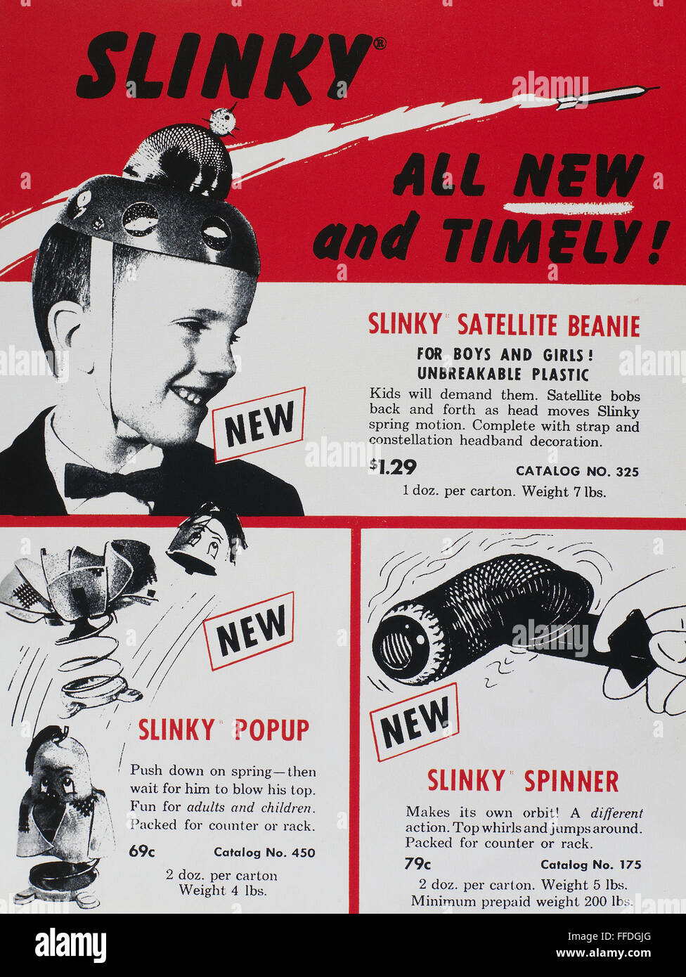 SLINKY ADVERTISEMENT, 1958. /nAmerican advertisement for various Slinky ...