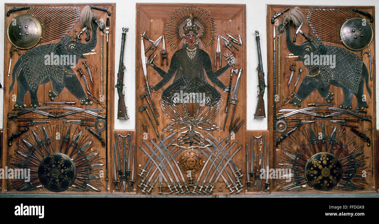 INDIA: JAIPUR ARMORY. /nVarious weapons in the royal armory of Jaipur ...