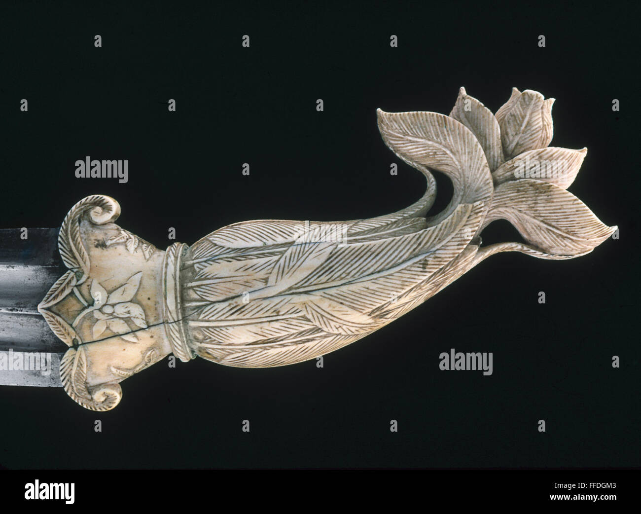 INDIAN DAGGER HILT. /nIvory hilt of a dagger. From the royal armory of ...
