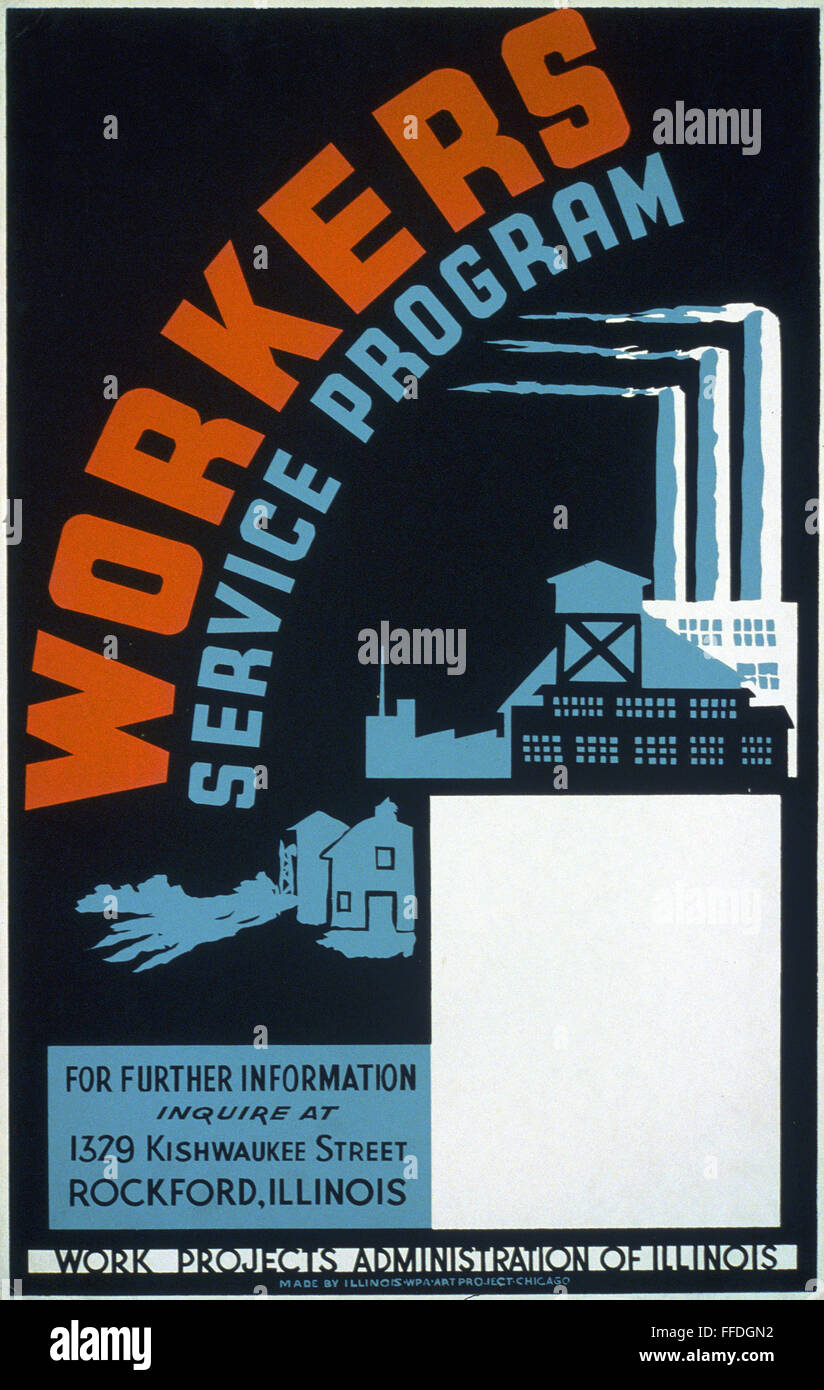 NEW DEAL: WPA POSTER. /n'Workers Service Program.' American poster ...