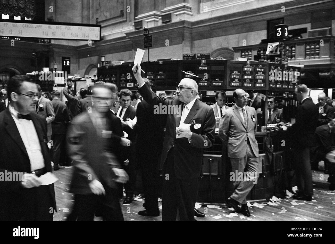STOCK EXCHANGE, 1963. /nStock brokers trading on the floor of the New ...