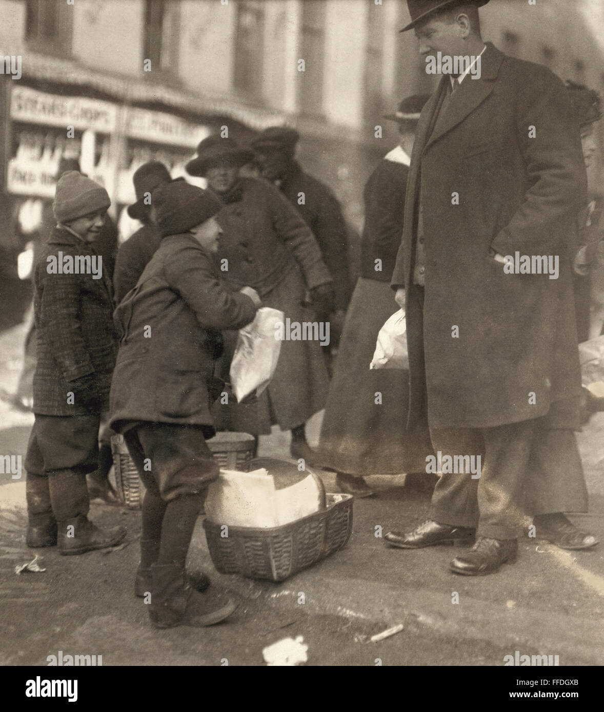 BOSTON: LEMON BOYS. /nBoys selling lemons in an outdoor market, Boston ...