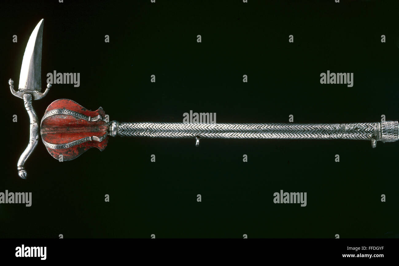 INDIAN MACE/DAGGER. /nTraditional Indian mace with a dagger fixed on ...