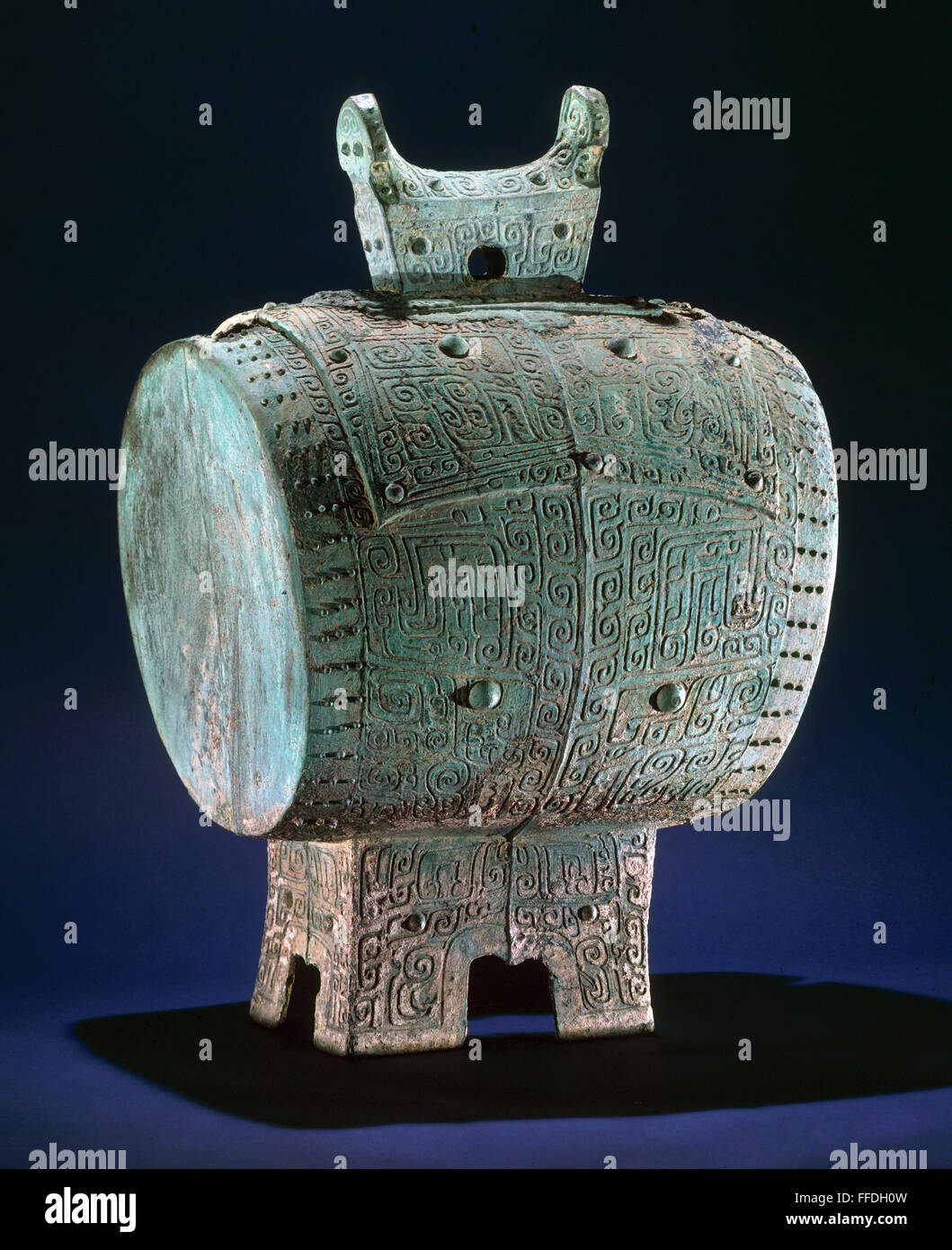 CHINA: BRONZE DRUM. /nZhengzhou-Anyang transition, 15th-14th century B ...