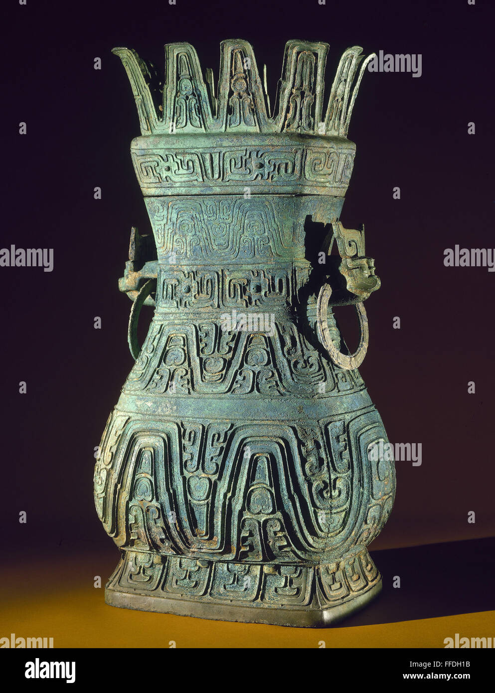 CHINA: BRONZE VESSEL. /nBronze 'hu' vessel, later Western Zhou, 8th ...