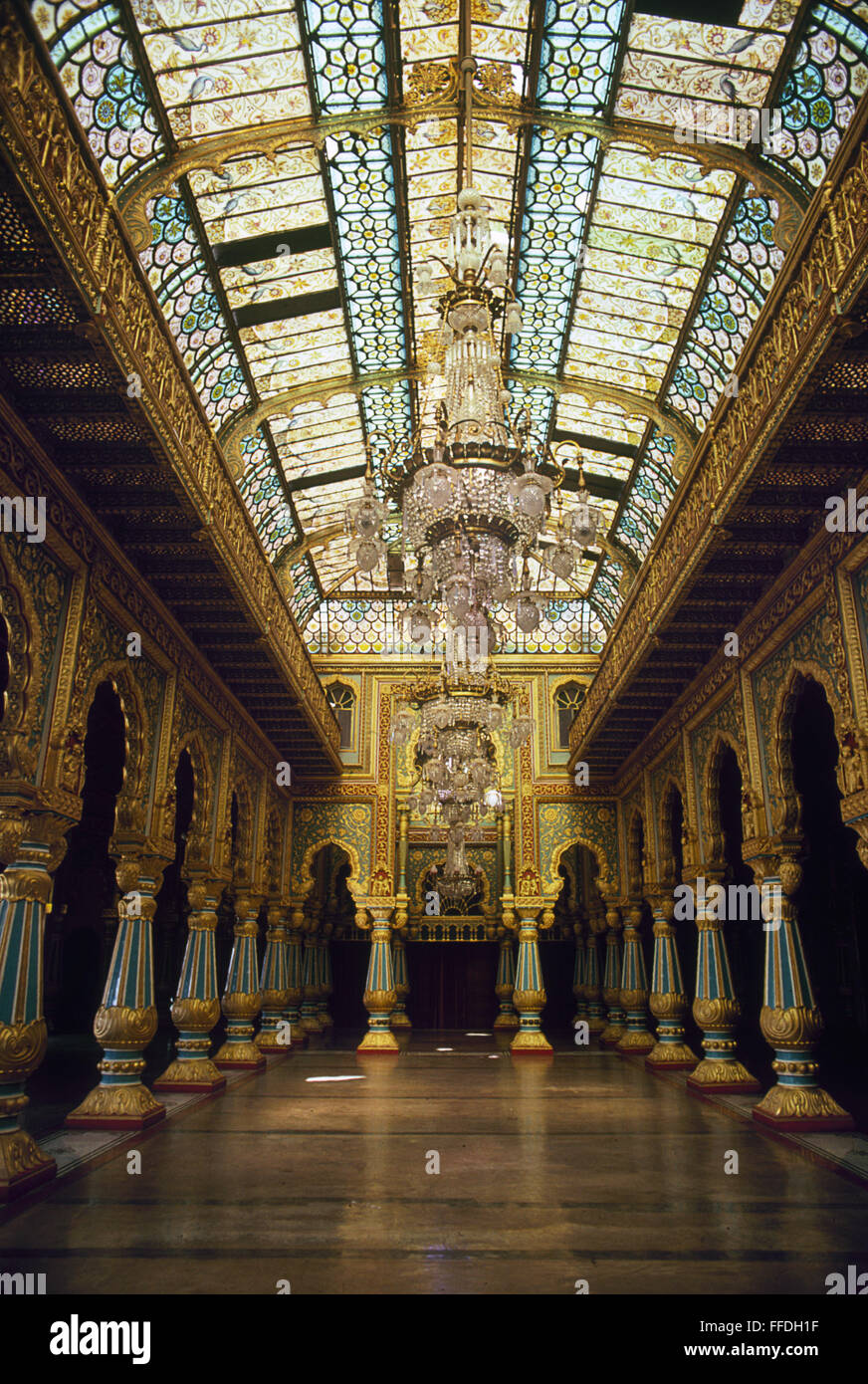 INDIA: MYSORE PALACE. /nThrone room of the maharaja at Mysore Palace in ...