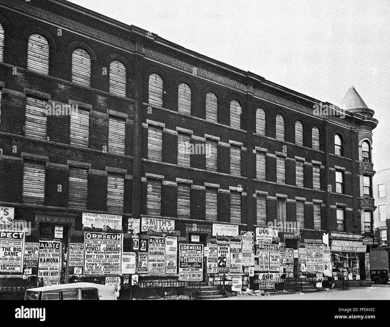 BROOKLYN: TENEMENT, 1936. /nA boarded up tenement building on Fourth ...