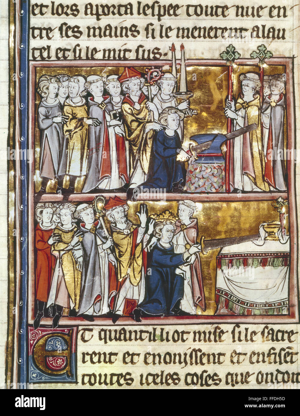 KING ARTHUR. /nTop: Prince Arthur drawing the sword out of the stone ...