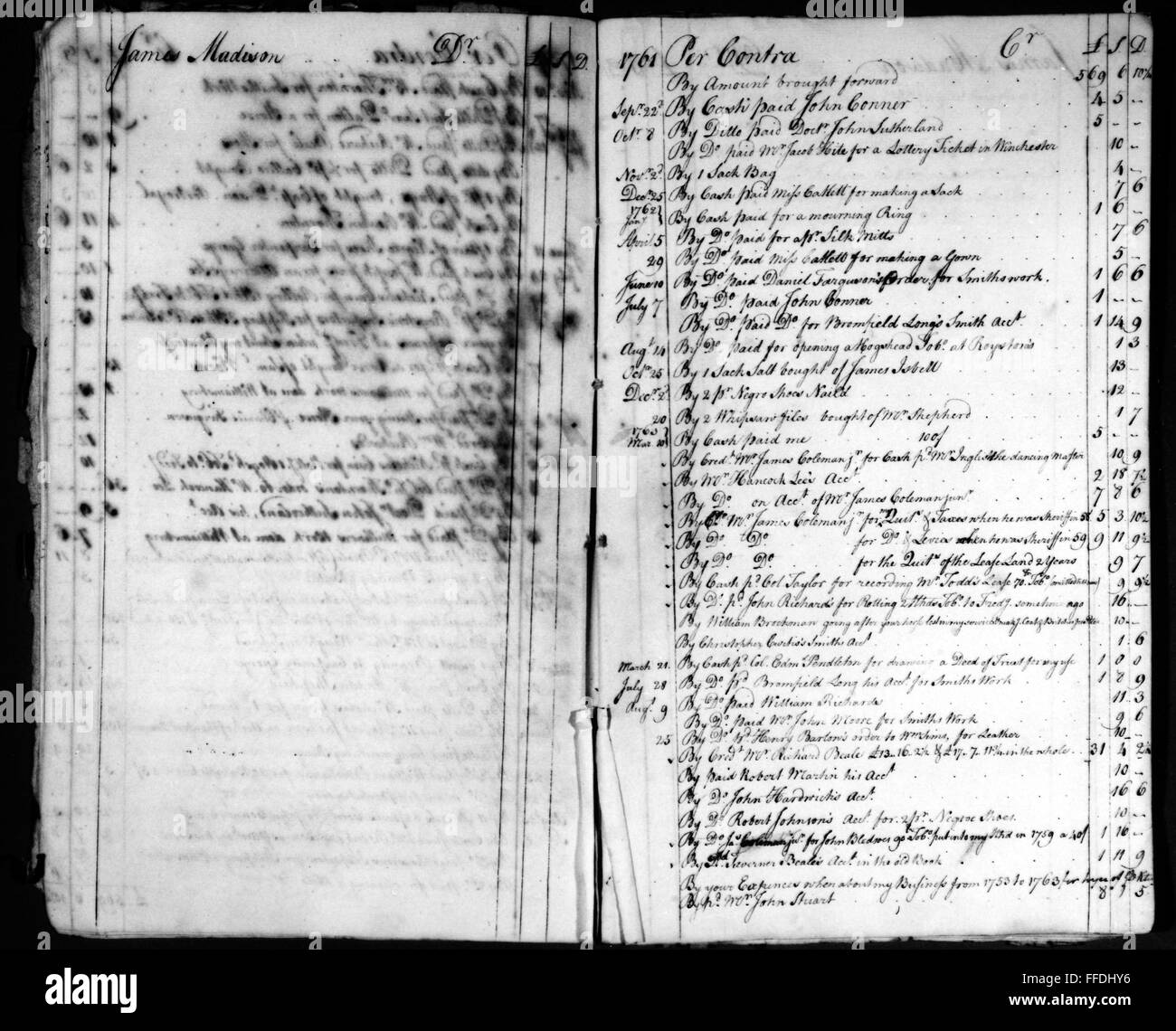 MADISON: ACCOUNT BOOK. /nA page from the account book of James Madison ...