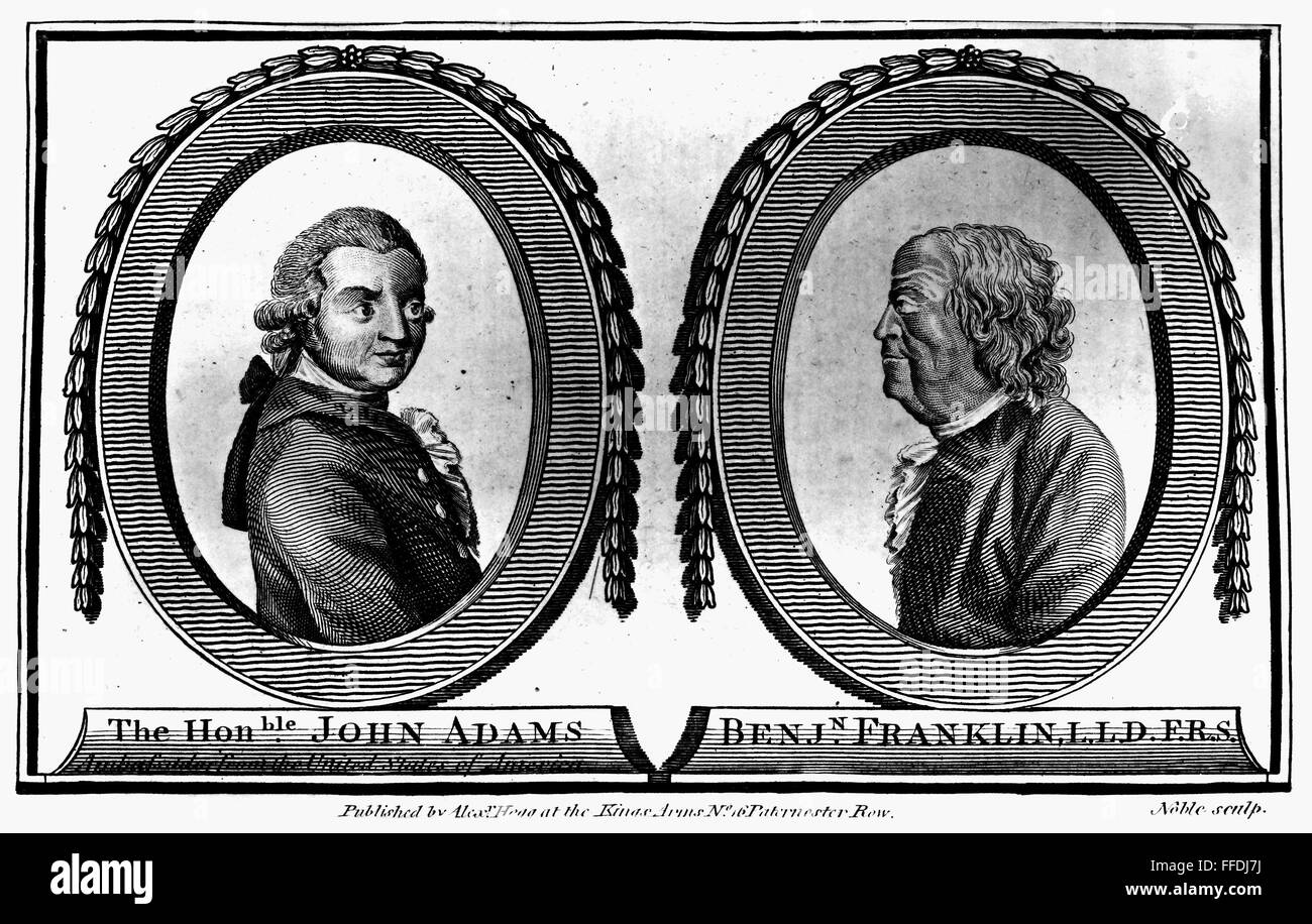 ADAMS AND FRANKLIN, 1786. /nAmerican statesmen John Adams and Benjamin ...