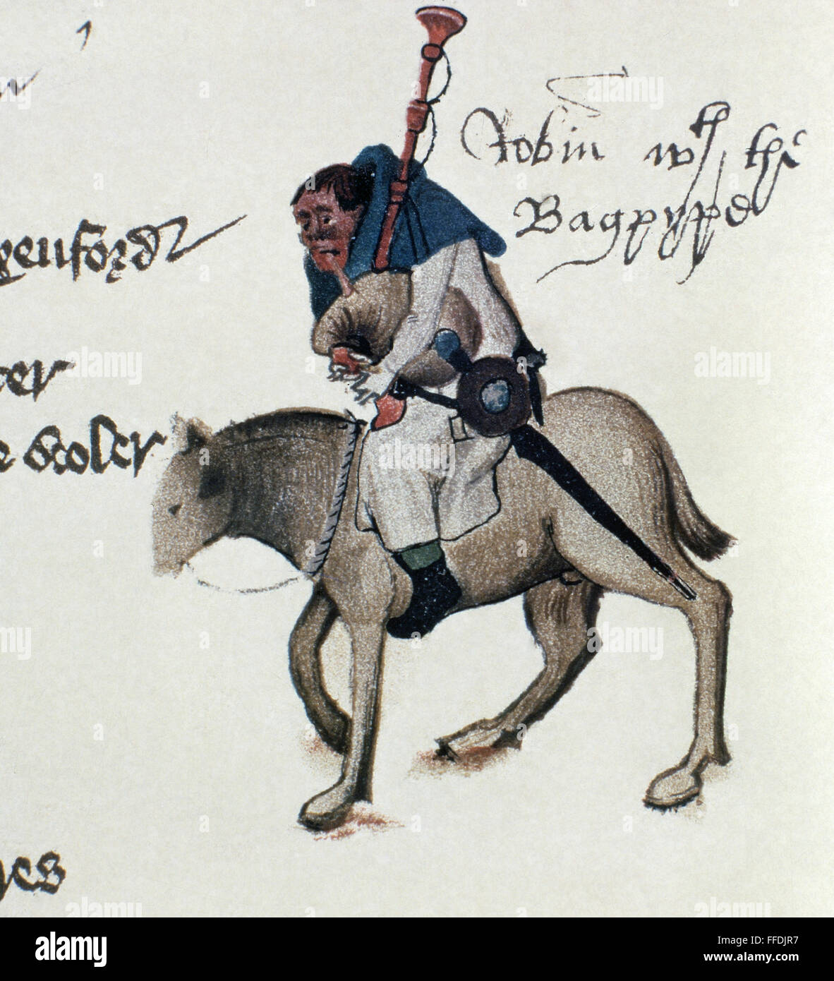 CHAUCER: CANTERBURY TALES. /nThe Miller. Detail from a acsimile of the ...