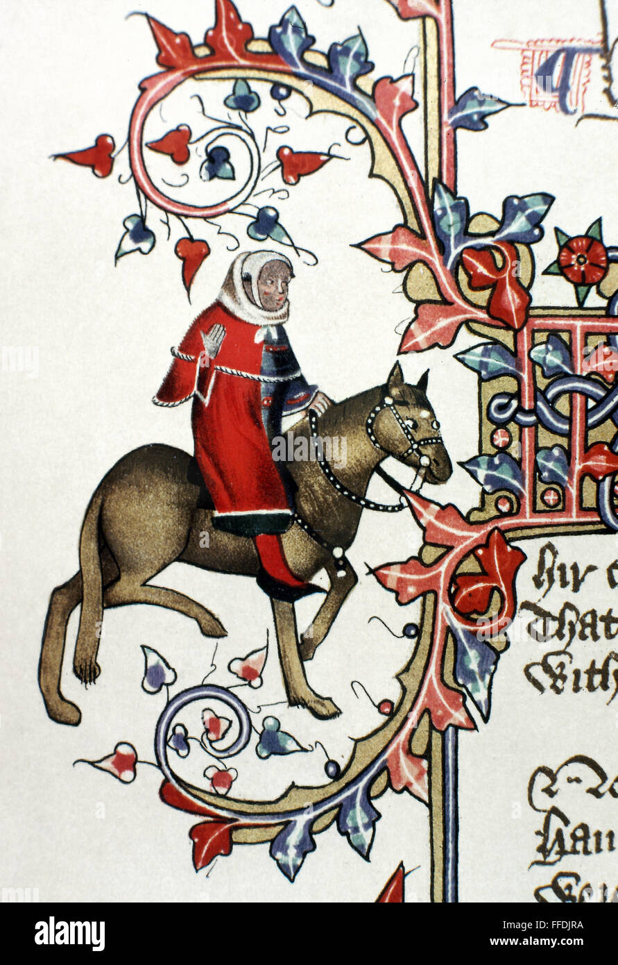 CHAUCER: CANTERBURY TALES. /nThe Man of Laws. Detail from a facsimile ...
