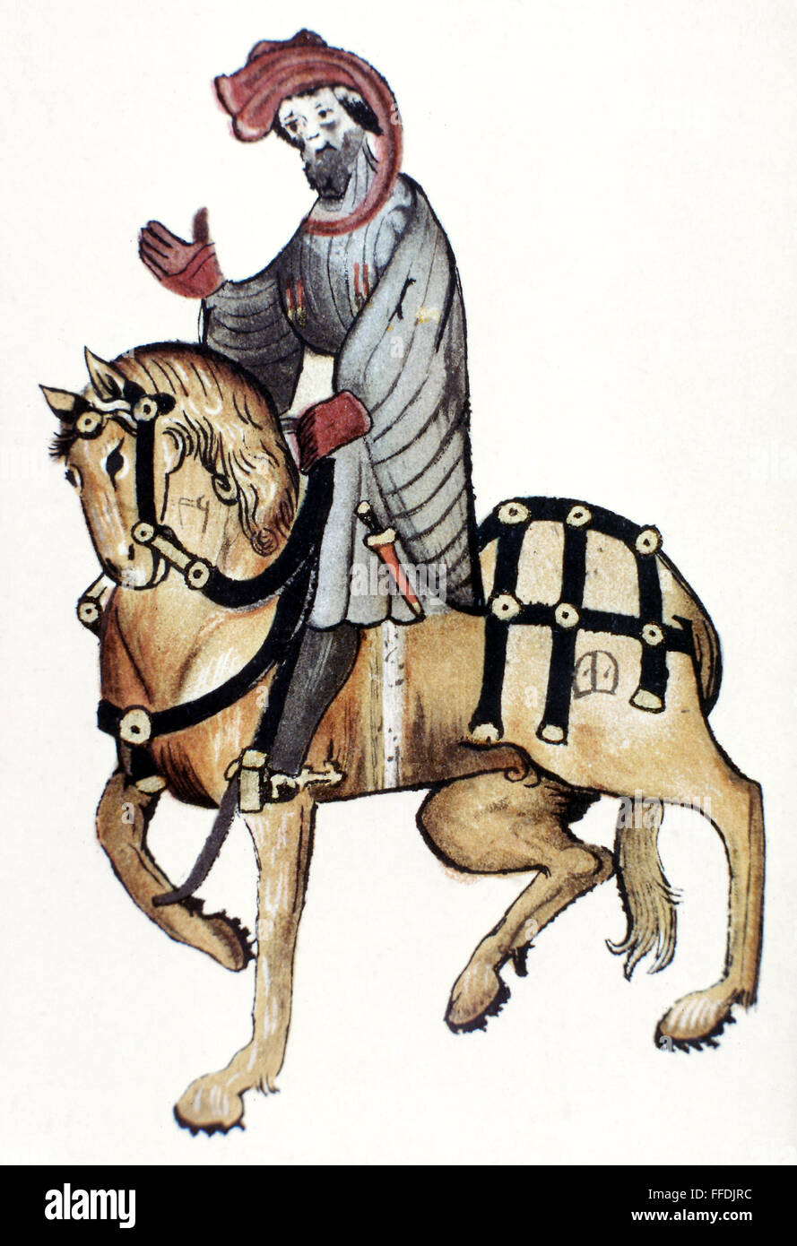 CHAUCER: CANTERBURY TALES. /nThe Knight. Detail from a facsimile of the ...