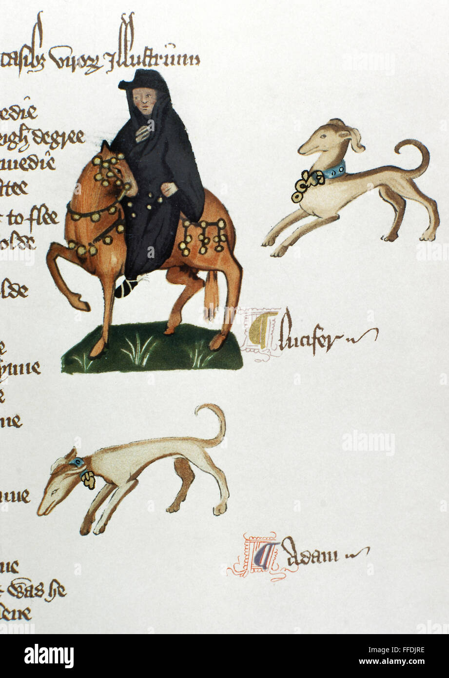 CHAUCER: CANTERBURY TALES. /nThe Monk. Detail from a facsimile of the ...