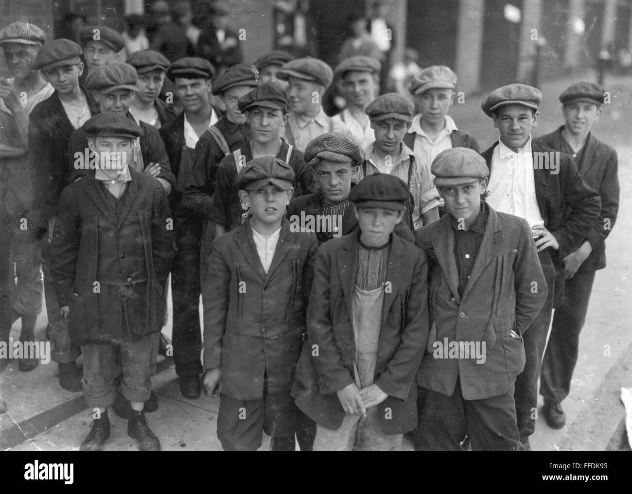 HINE: CHILD LABOR, 1916. /nA group of young thread workers at the Kerr ...
