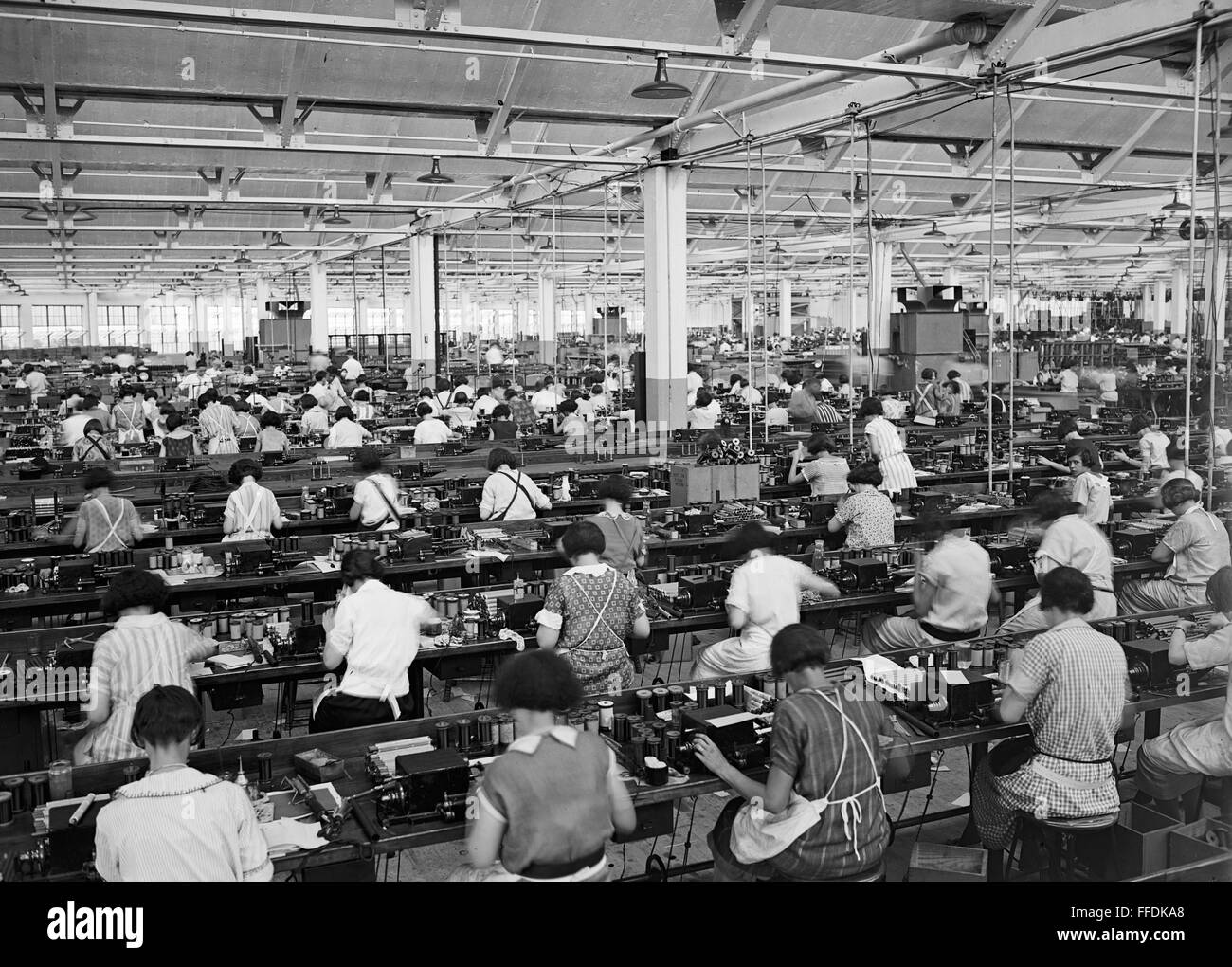 PHILADELPHIA: FACTORY, 1925. /nWomen working in large room of a factory ...