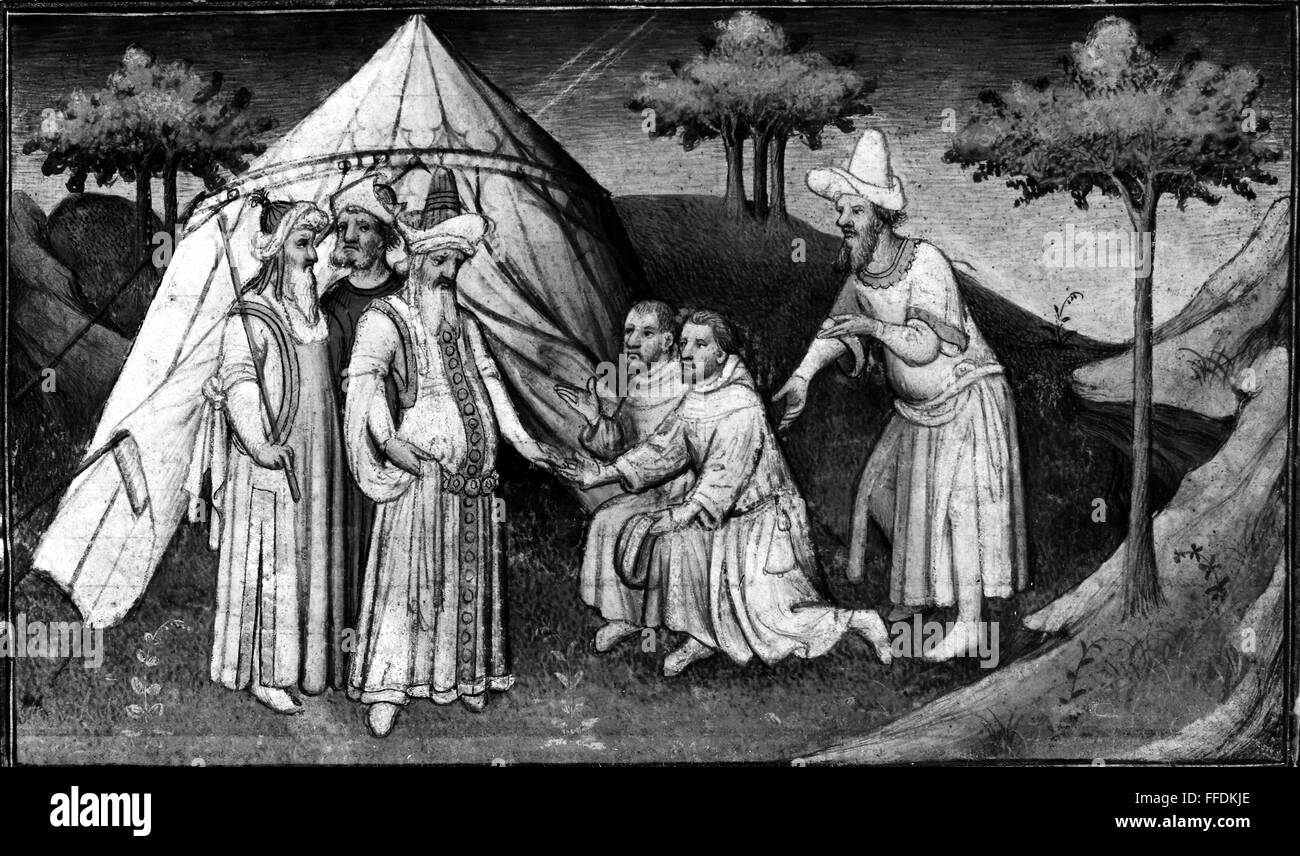 MARCO POLO (1254-1324)./nVenetian traveler. Meeting Kublai Khan ...