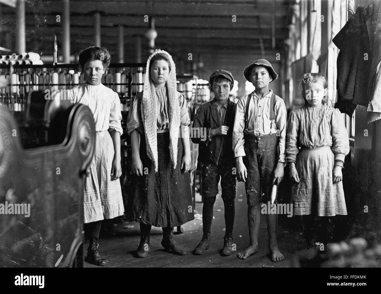 HINE: CHILD LABOR, 1908. /nYoung spinners and doffers at the Lancaster ...