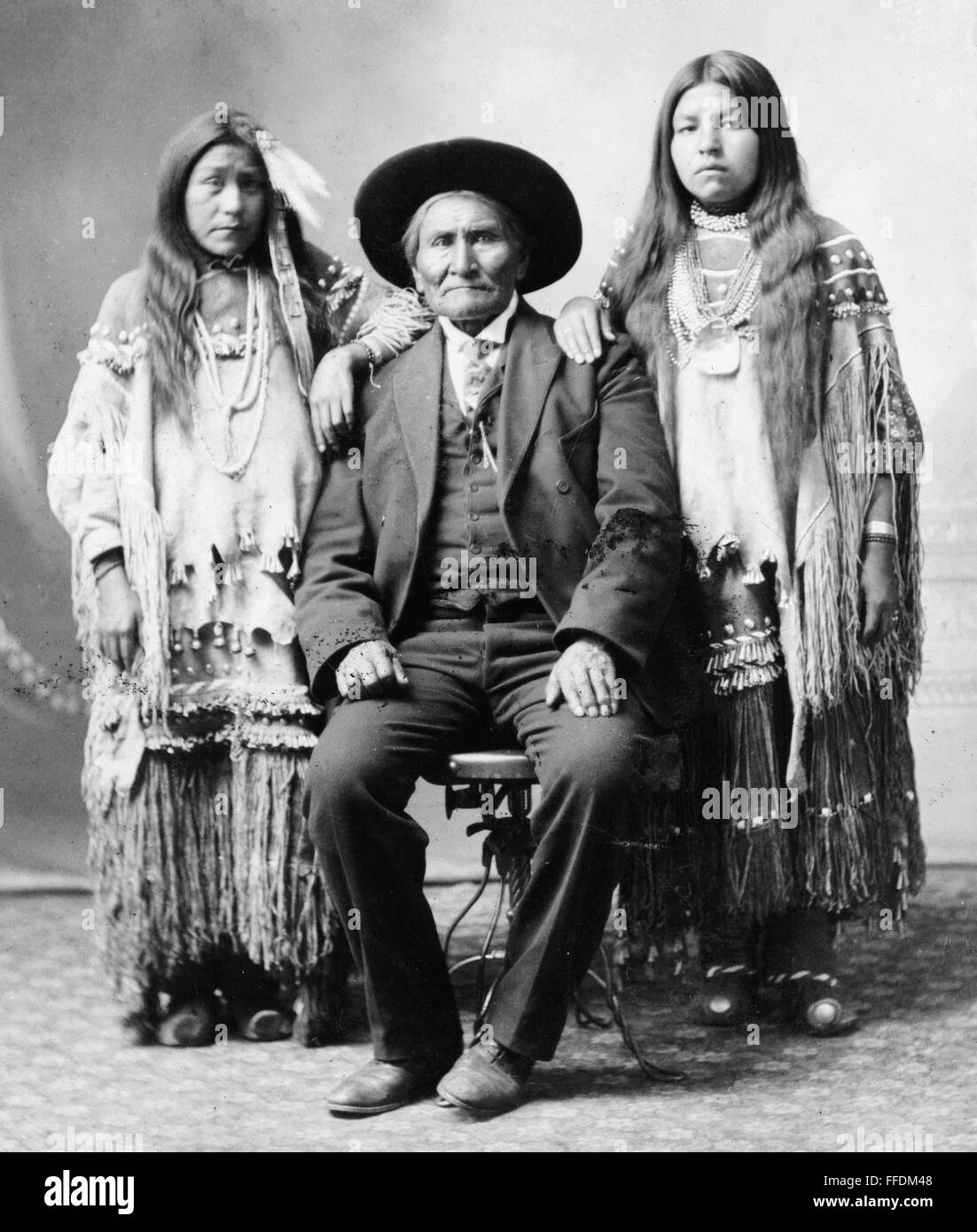 GERONIMO (1829-1909). /nAmerican Apache leader. Photographed with his ...