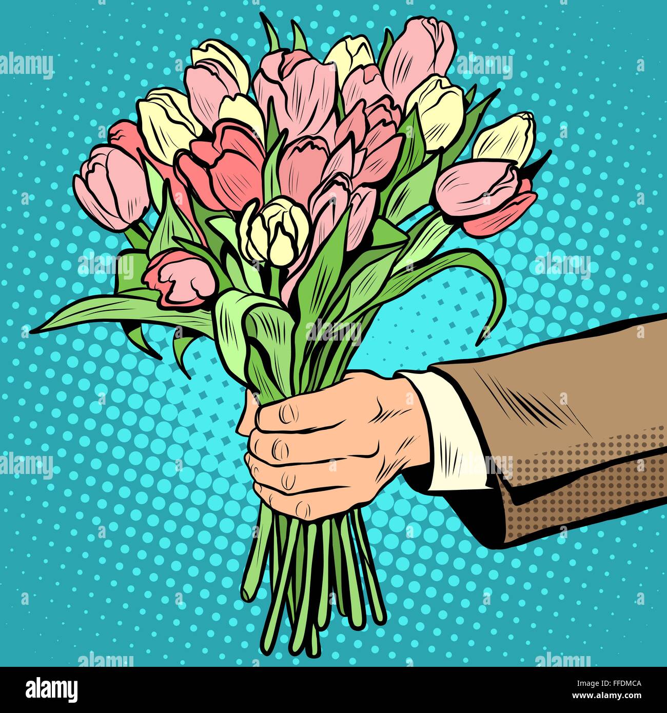 Man woman bouquet flowers Stock Vector Images - Alamy