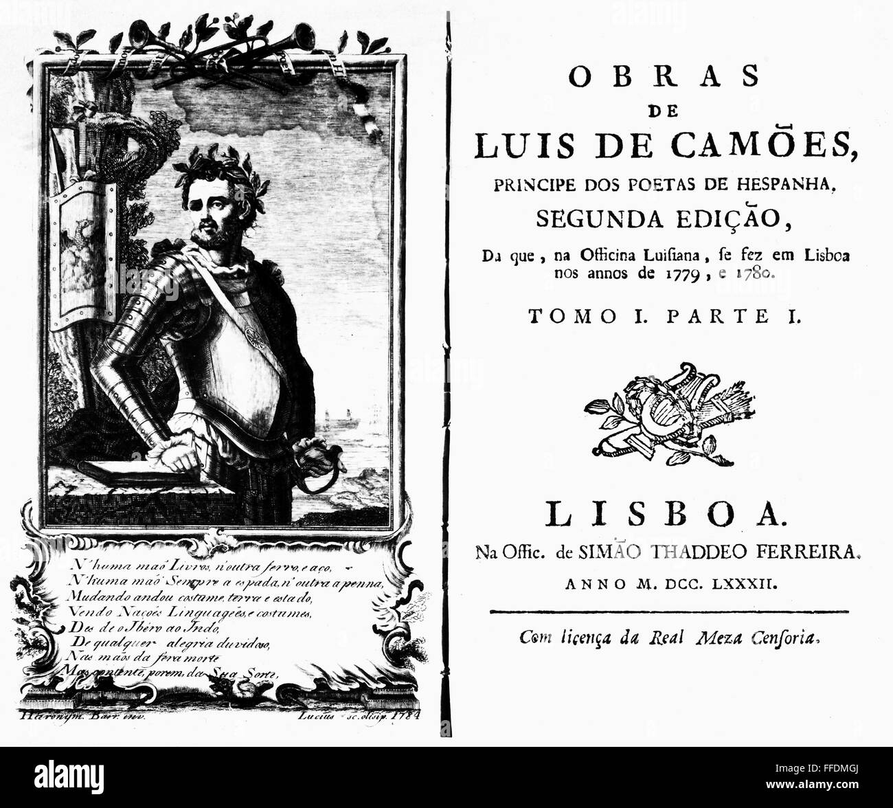 LUIZ VAZ de CAMOES /n(1524-1580). Portuguese poet. Title page from a ...