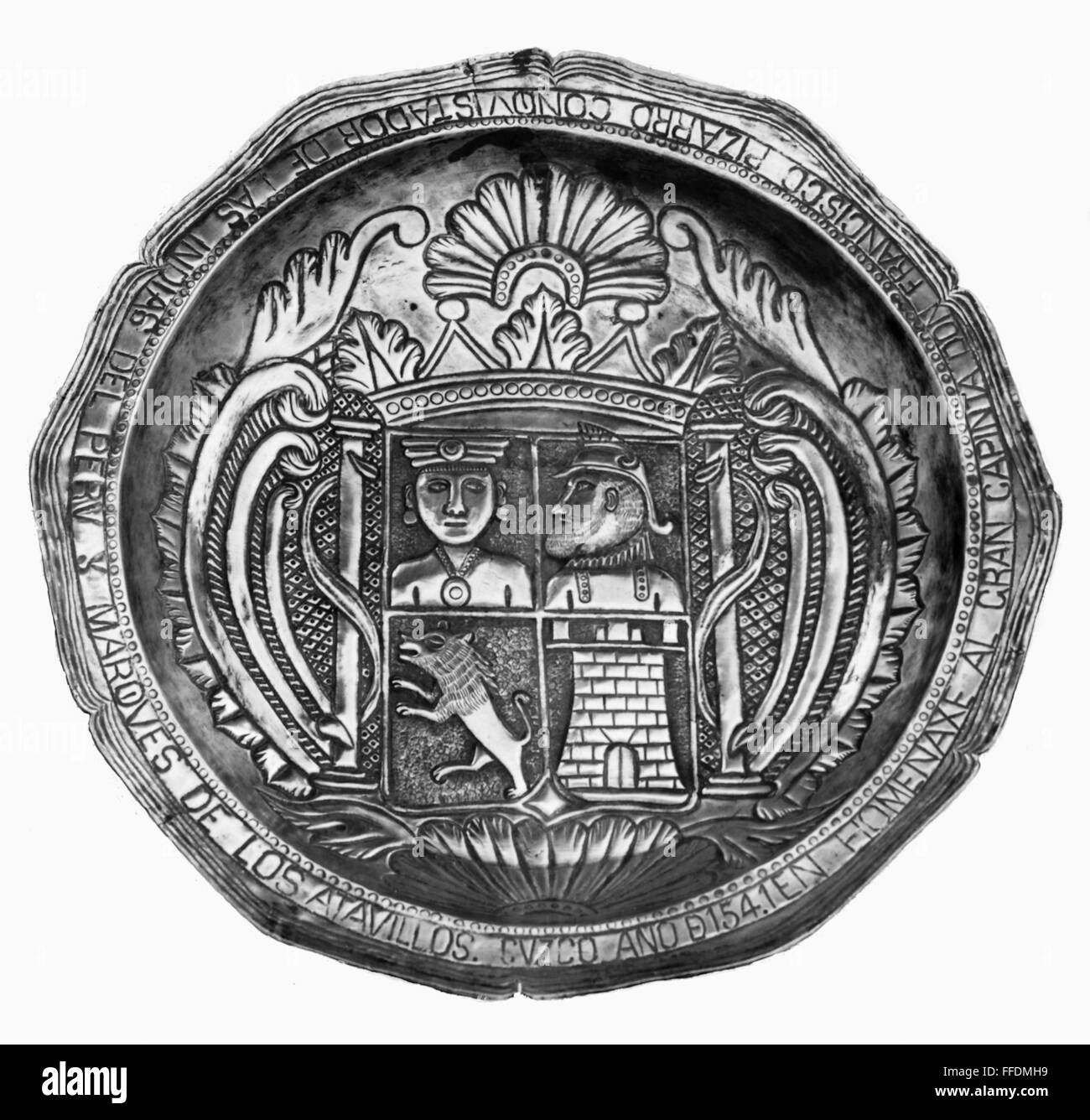 FRANCISCO PIZARRO /n(c1475-1541). Spanish conqueror of Peru. Silver ...
