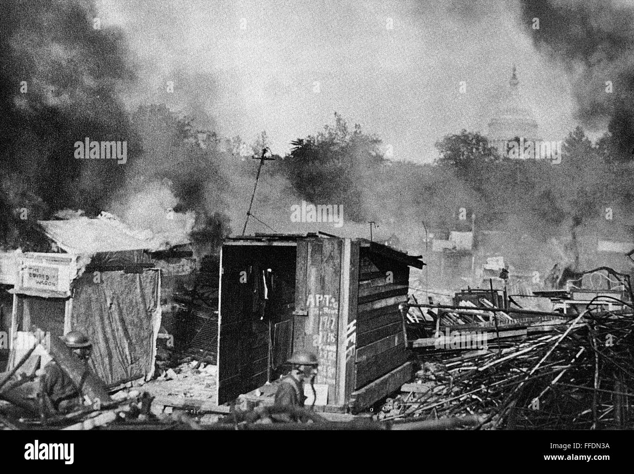 HOOVERVILLE, 1932. /nShacks put up by the Bonus Army marchers along ...