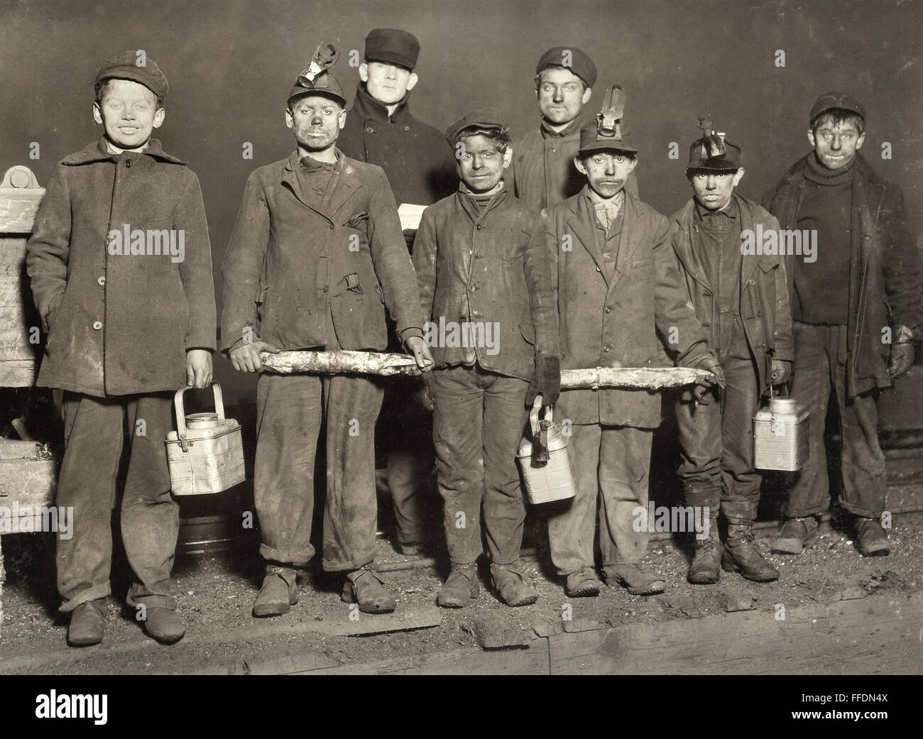 HINE: CHILD LABOR, c1910. /nCoal miner boys at the end of the work day ...
