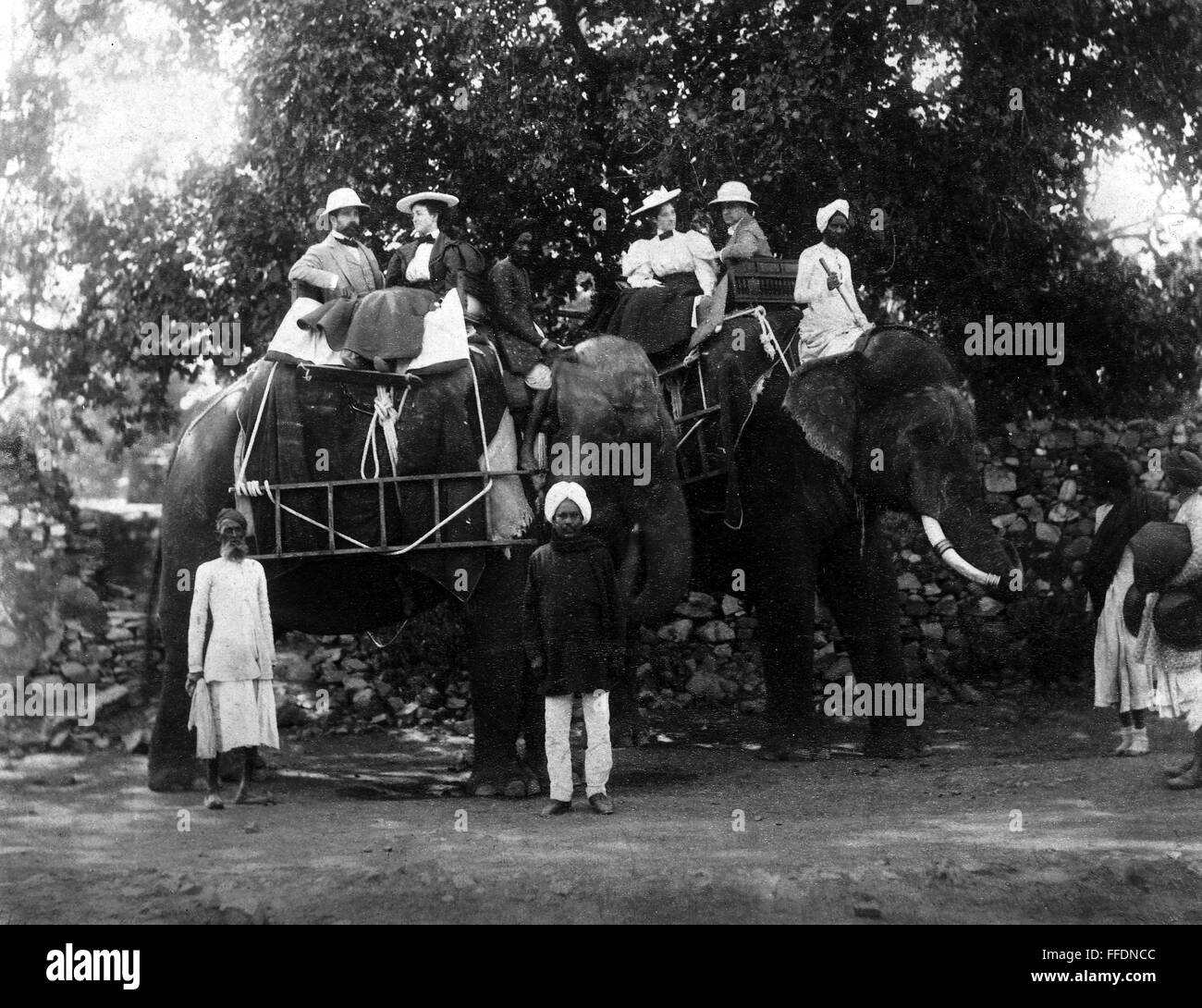 INDIA: TOURISTS, c1885. /nMartin A. Ryerson and his wife (atop the left ...