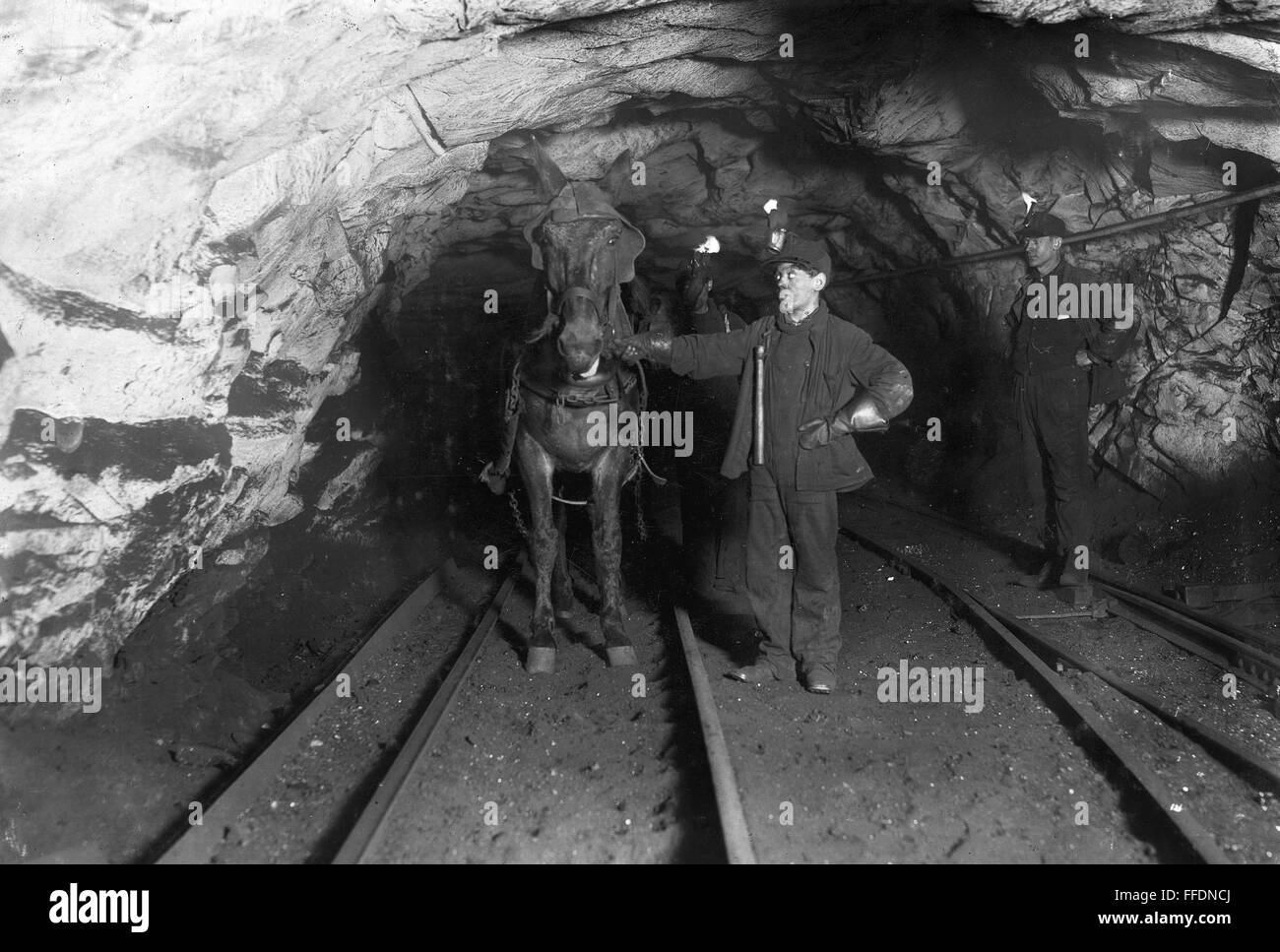 PENNSYLVANIA: COAL MINE. /nA young leader and a driver with a pit pony ...