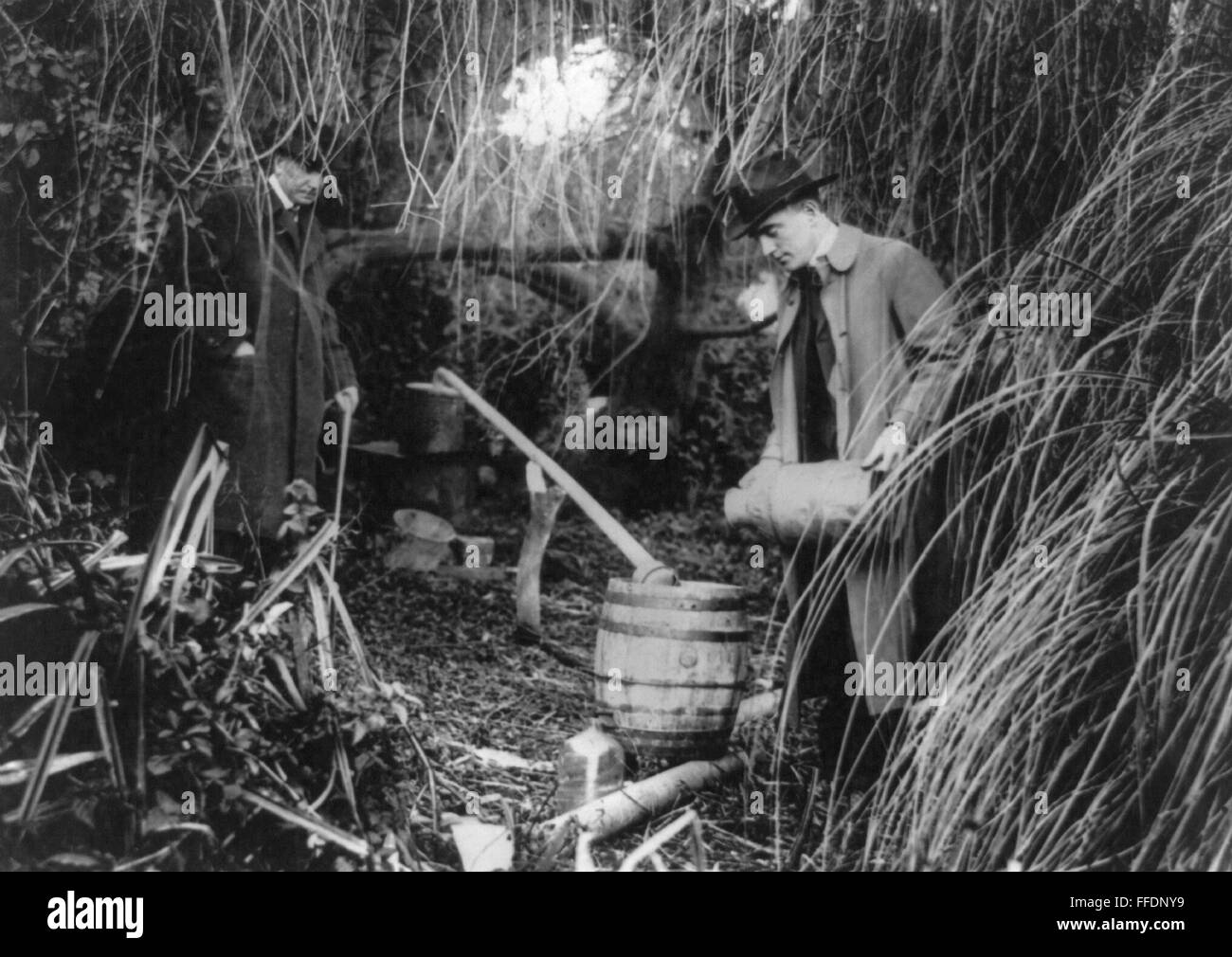 PROHIBITION, 1920s. /nDismantling a bootleg distillery in San Francisco ...