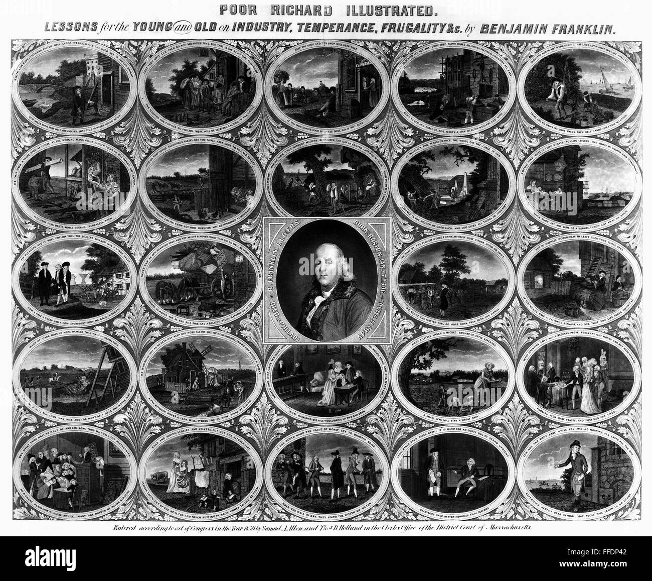POOR RICHARD ILLUSTRATED. /n'Lessons for the young and old on industry ...