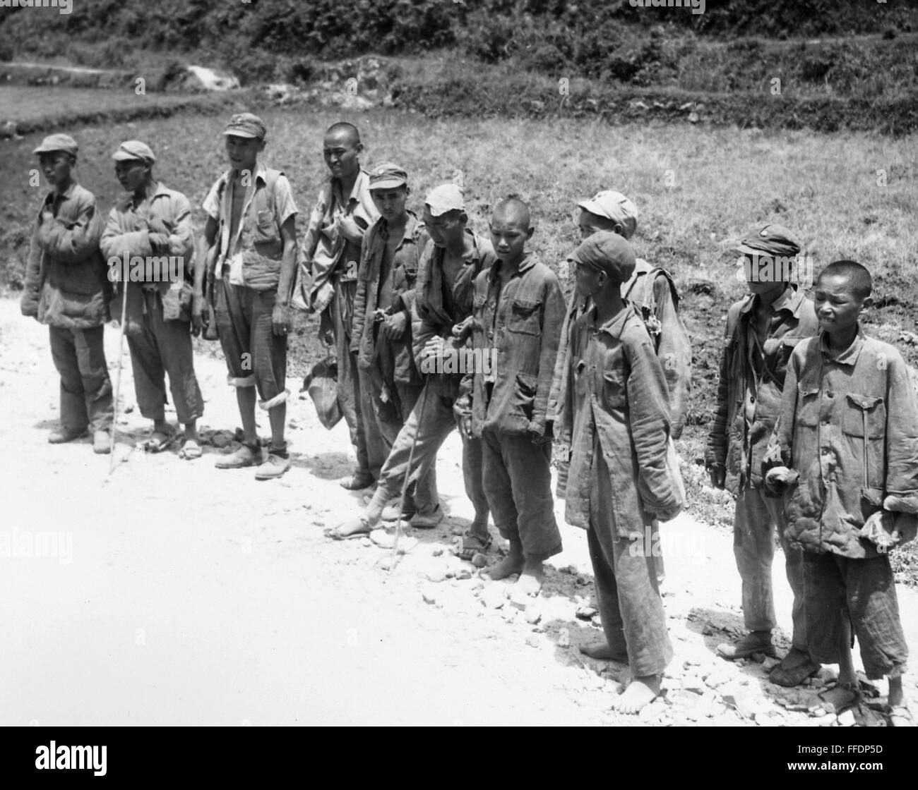 WORLD WAR II: CHINA, 1945. /nChinese army soldiers on the road to a ...