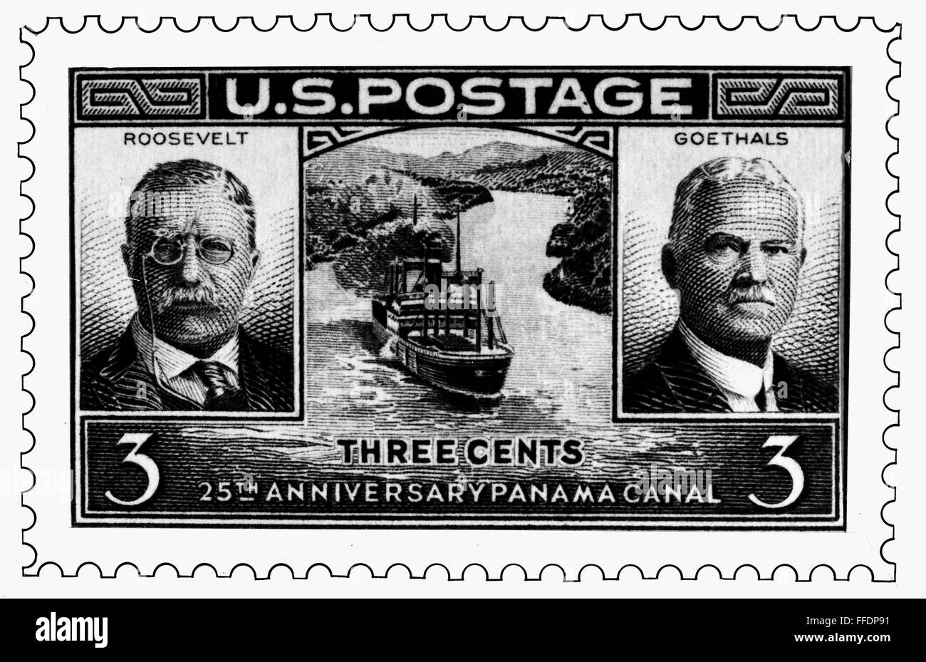 STAMP: PANAMA CANAL. /nU.S. postage stamp celebrating the 25th ...