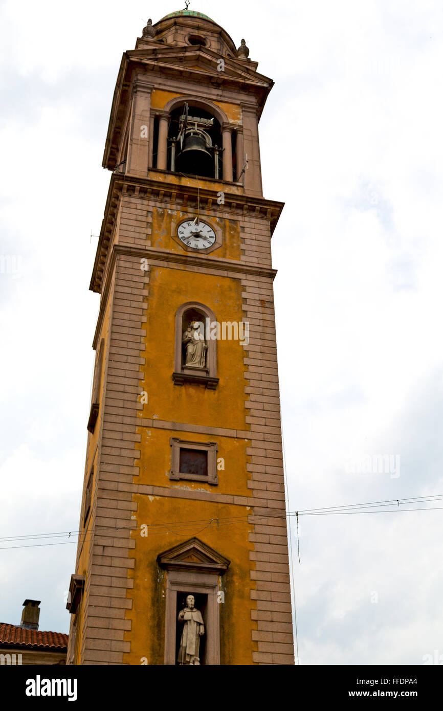 ancien clock tower in italy europe old stone antique and bell Stock ...