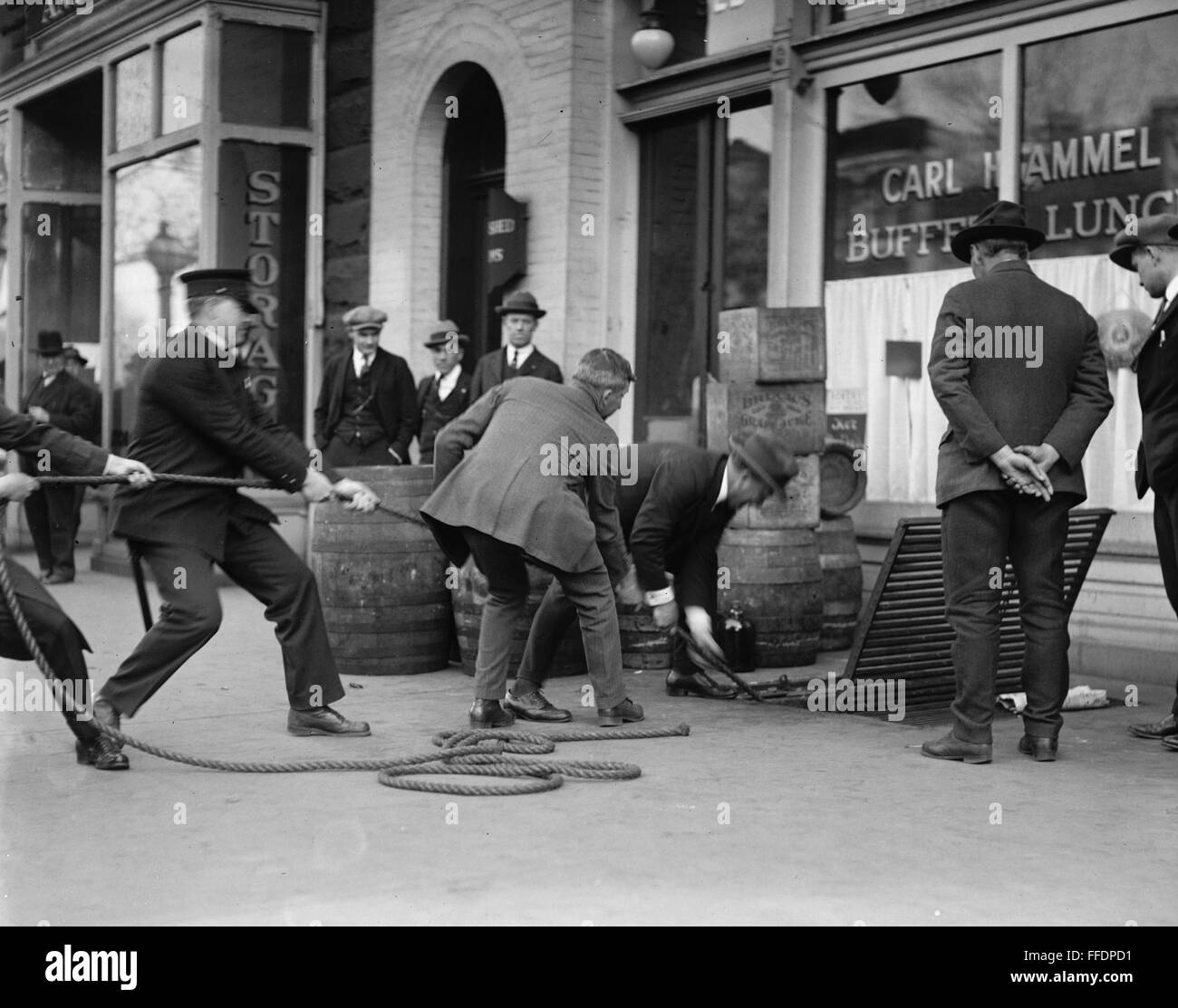LIQUOR RAID, 1923. /nA bootleg liquor raid during Prohibition in ...