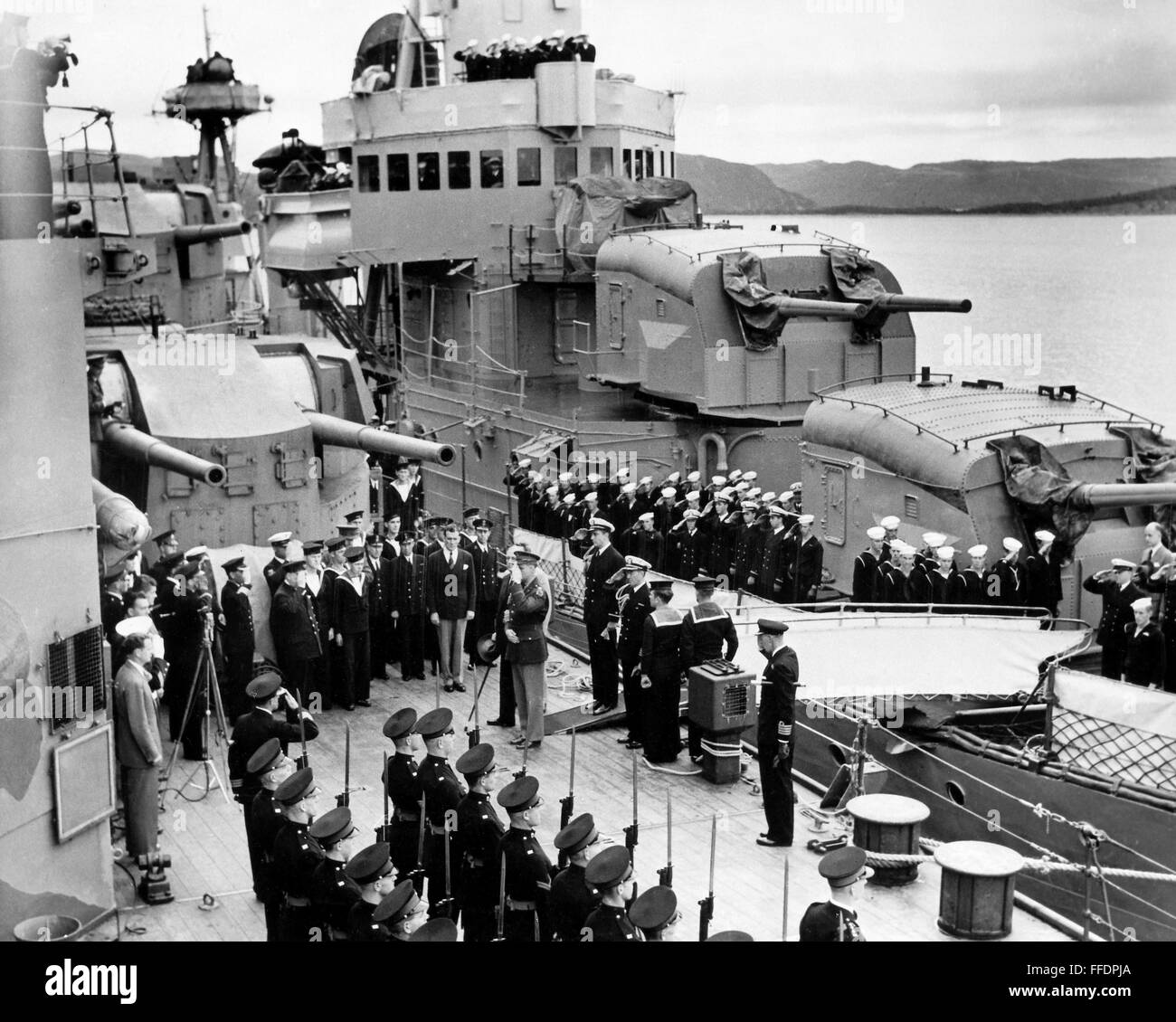 ATLANTIC CHARTER, 1941. /nPresident Franklin D. Roosevelt boarding HMS ...