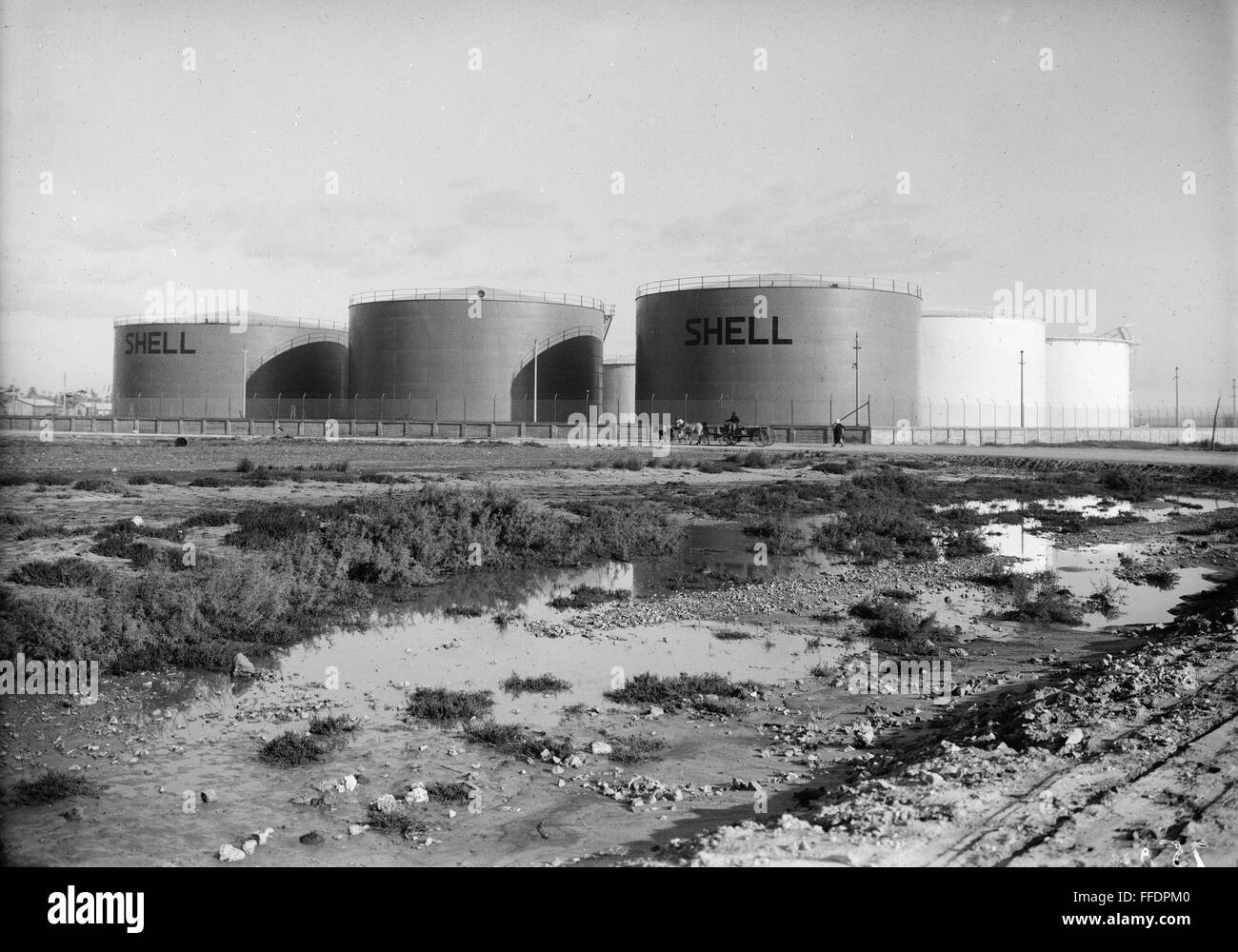 PALESTINE: OIL TANKS. /nShell oil tanks near Haifa, Palestine ...
